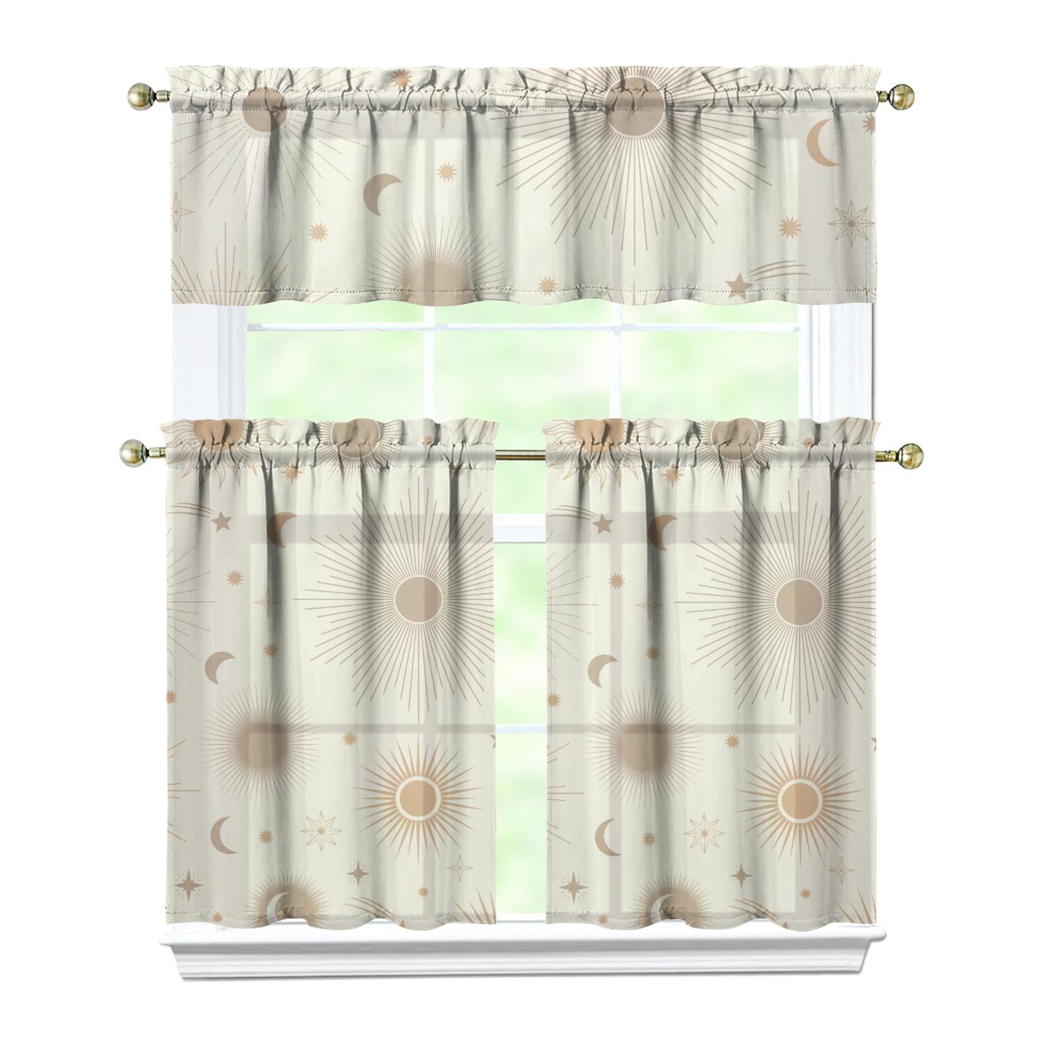 Aesthetic Goth Kitchen Curtains Set Gothic Celestial Sun Moon Astrology ...