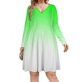 Aesthetic Green And White Gradient Long Sleeve Dresses For Women Vintage Elegant Party Dress ...