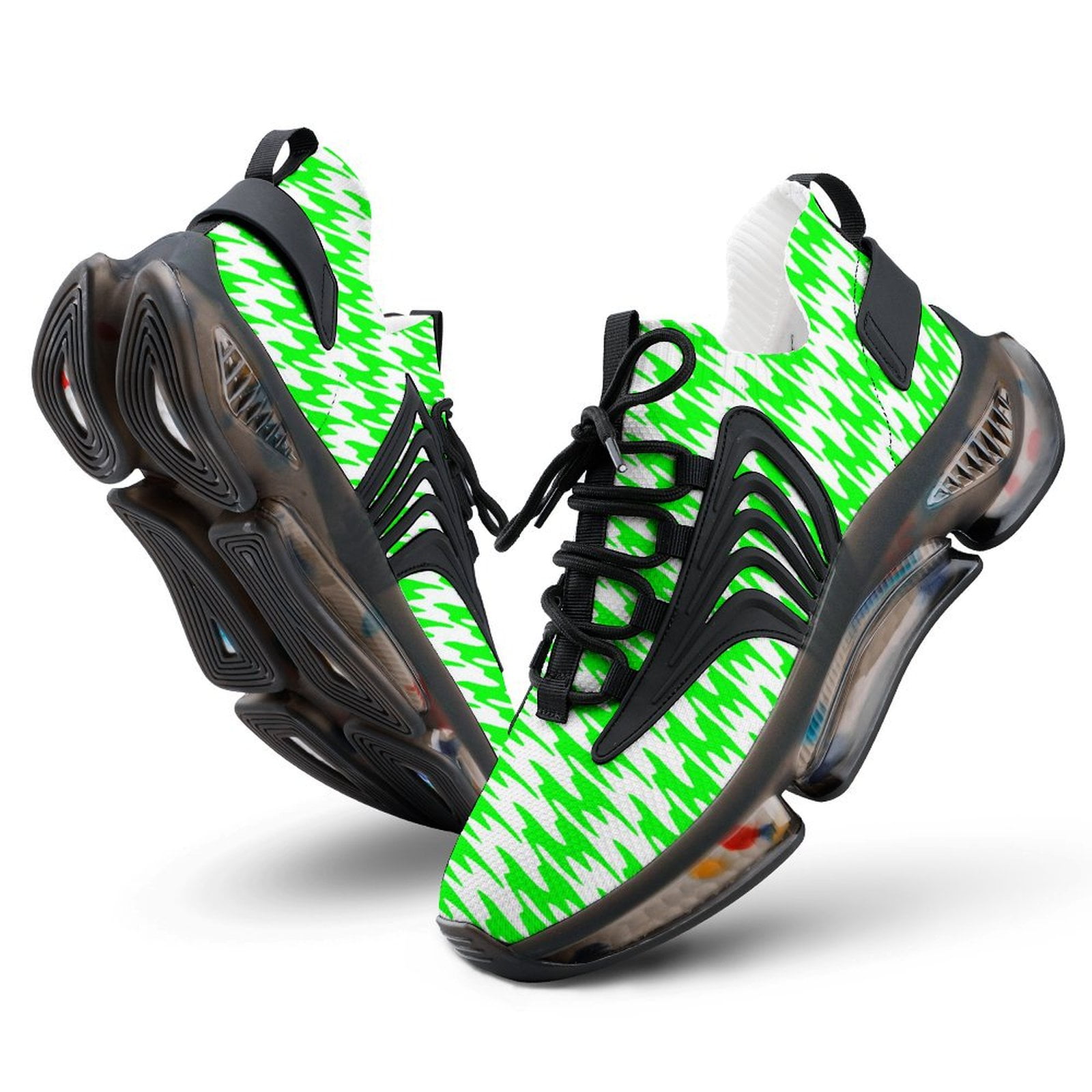 Aesthetic Green And White Ripple Walking Shoes for Men Woman ...
