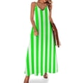 Aesthetic Green And White Vertical Sleeveless Suspender Dress Summer ...