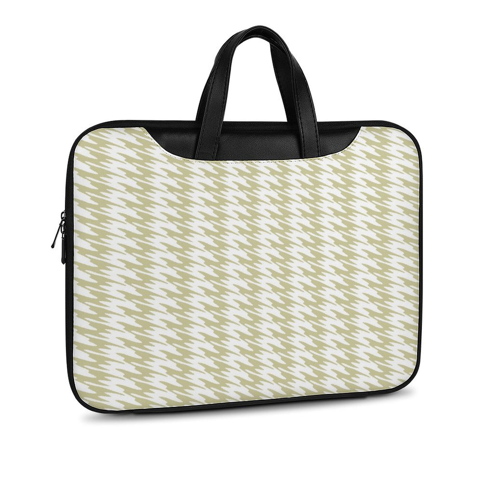 Aesthetic Green Beige And White Ripple PU Leather Laptop Bag Women Man ...
