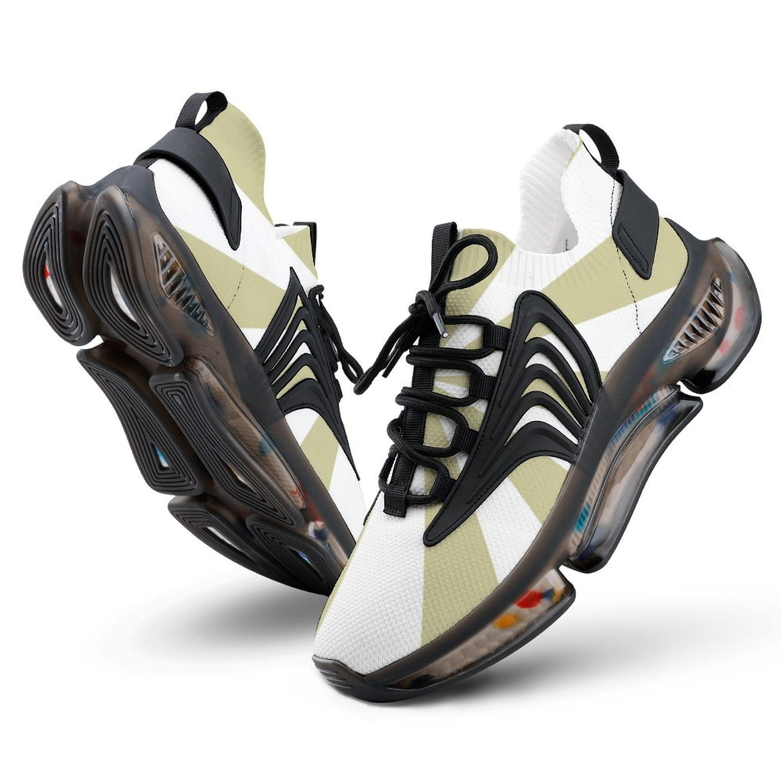 Aesthetic Green Beige And White Sunburst Walking Shoes for Men Woman ...