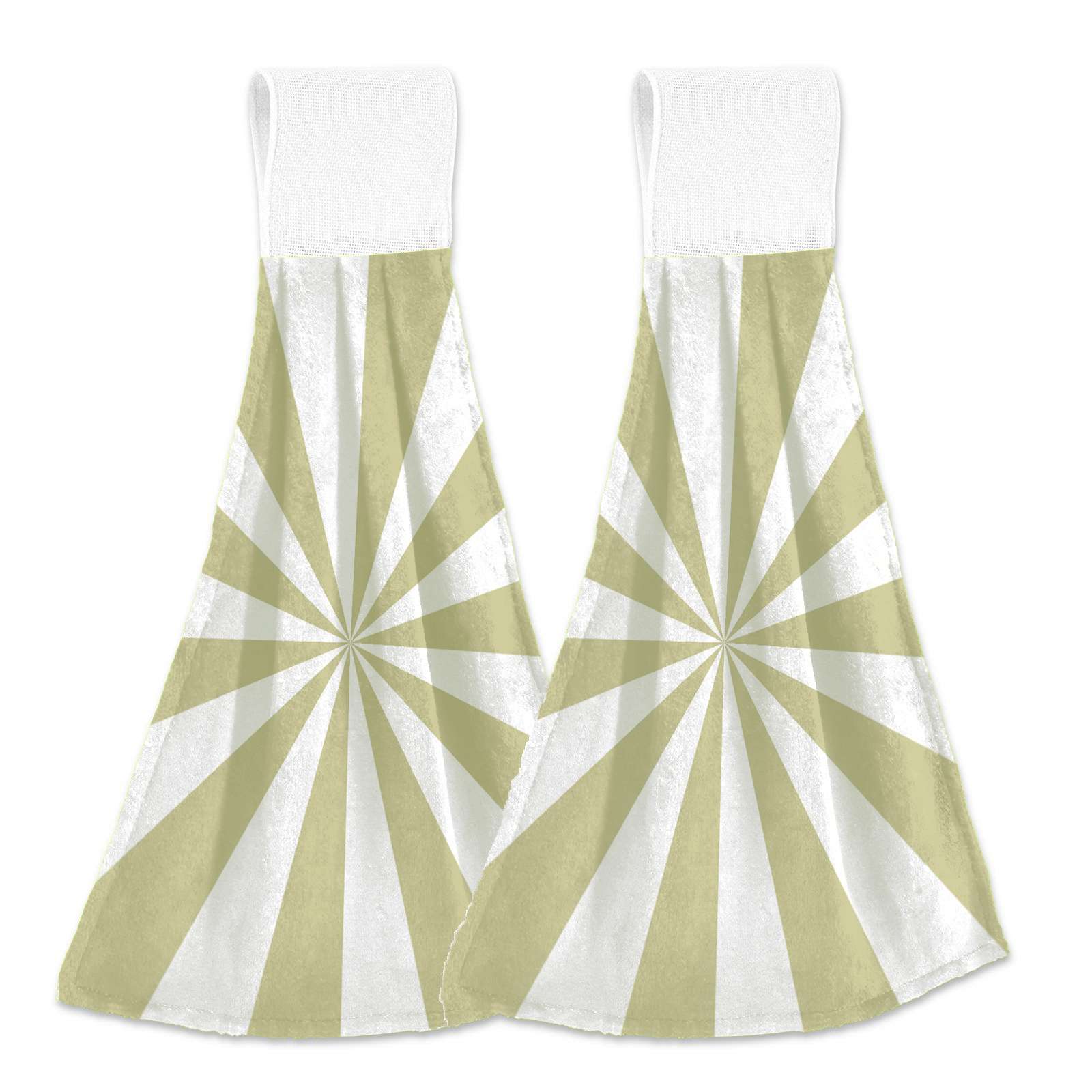 Aesthetic Green Beige and White Sunburst Hanging Kitchen Hand Towels ...