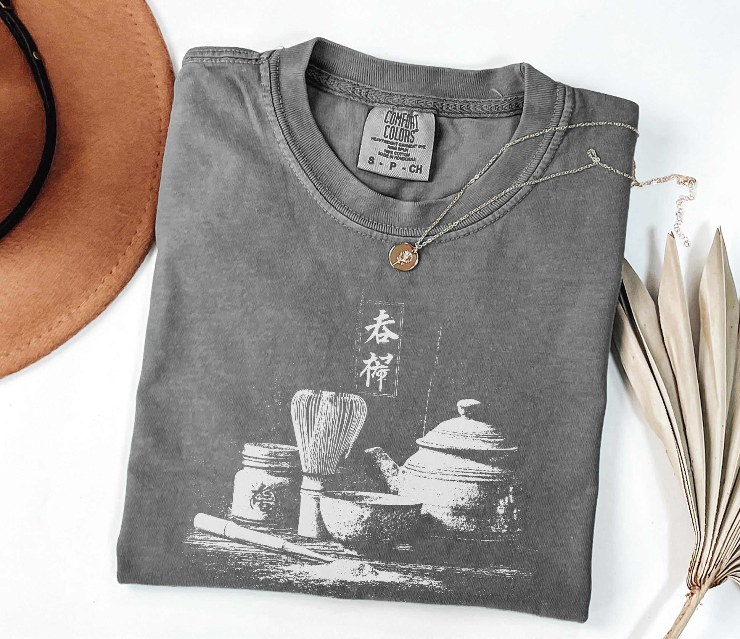 Aesthetic Green Tea Matcha Set Graphic Comfort Colors T-Shirt Wellness ...