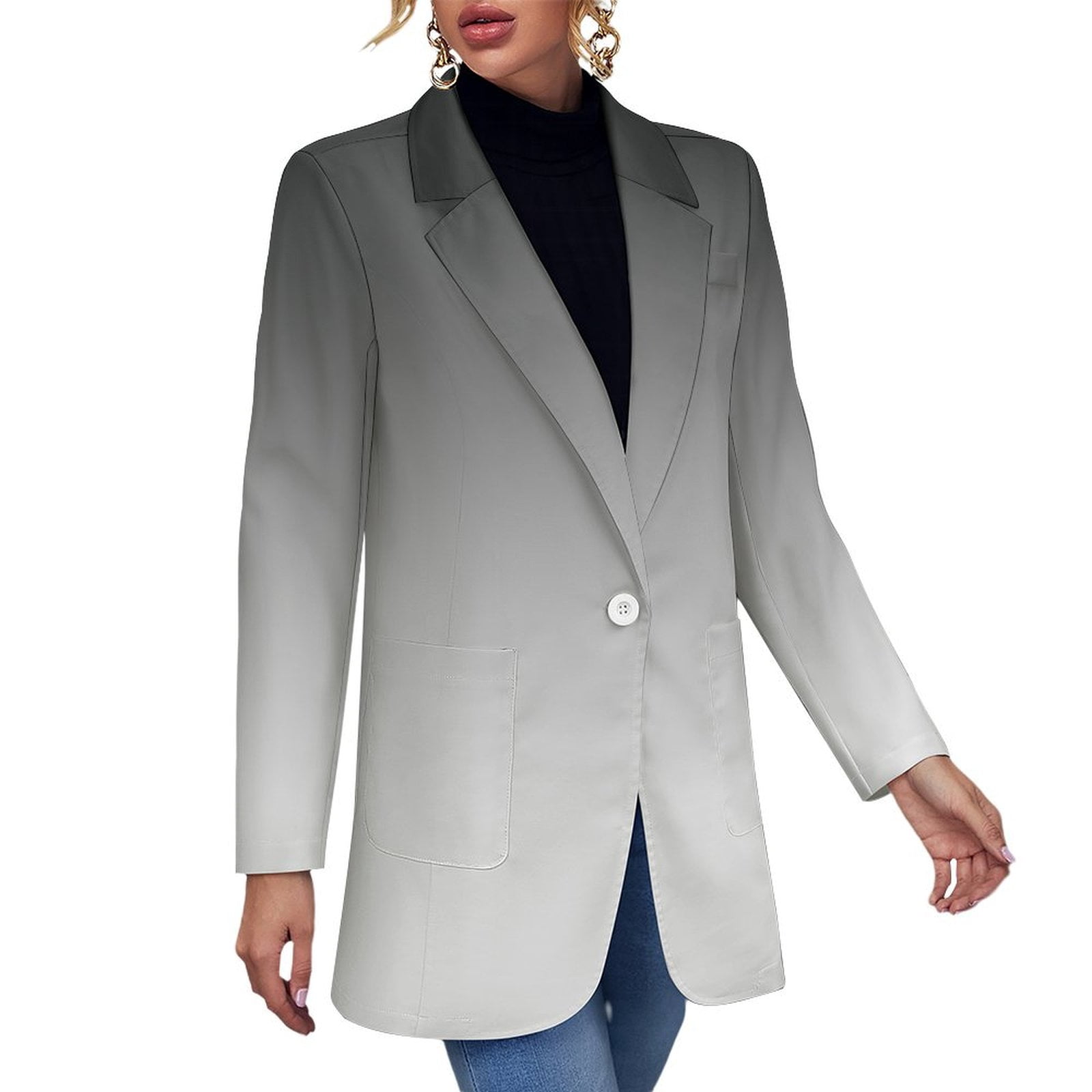 Aesthetic Grey And White Gradient Woman Casual Loose Suits Summer ...
