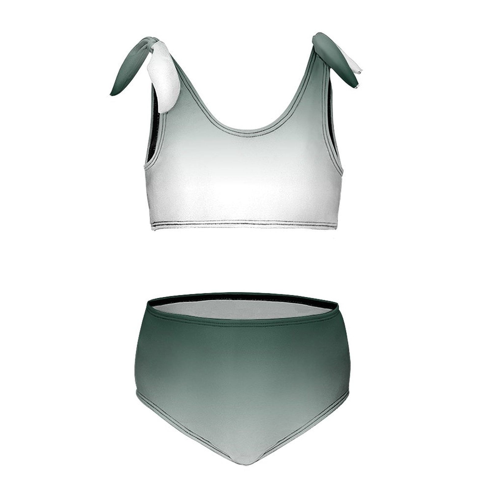Aesthetic Grey Green And White Gradient Girl's 2 Piece Bikini Set Beach ...