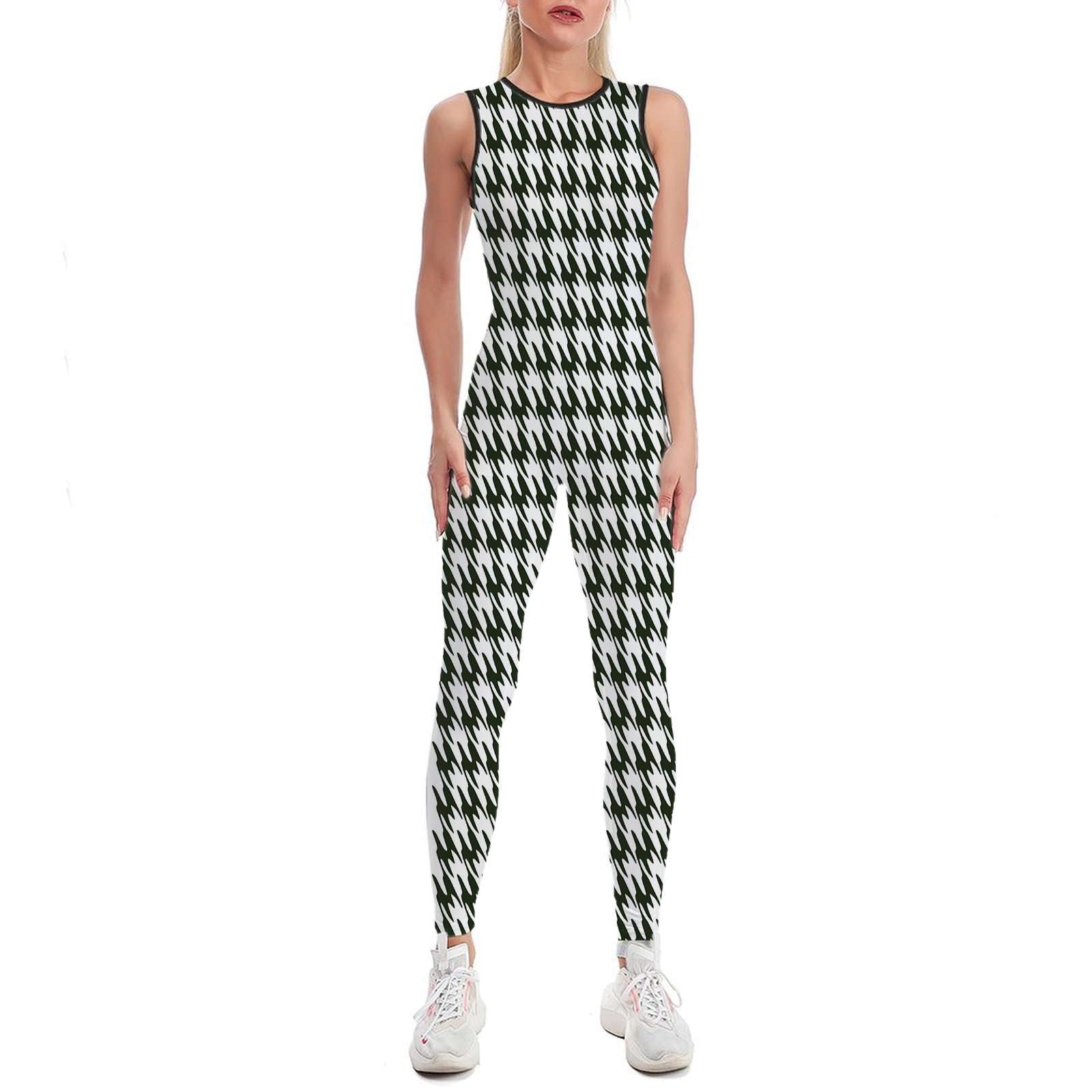 Aesthetic Grey Olive And White Ripple Women's One Piece Yoga Jumpsuits ...