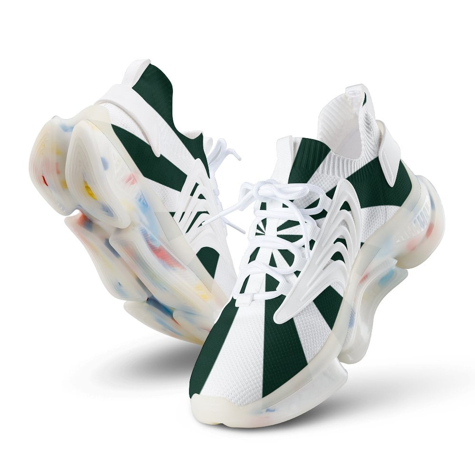 Aesthetic Grey Green And White Sunburst Walking Shoes for Men Woman ...