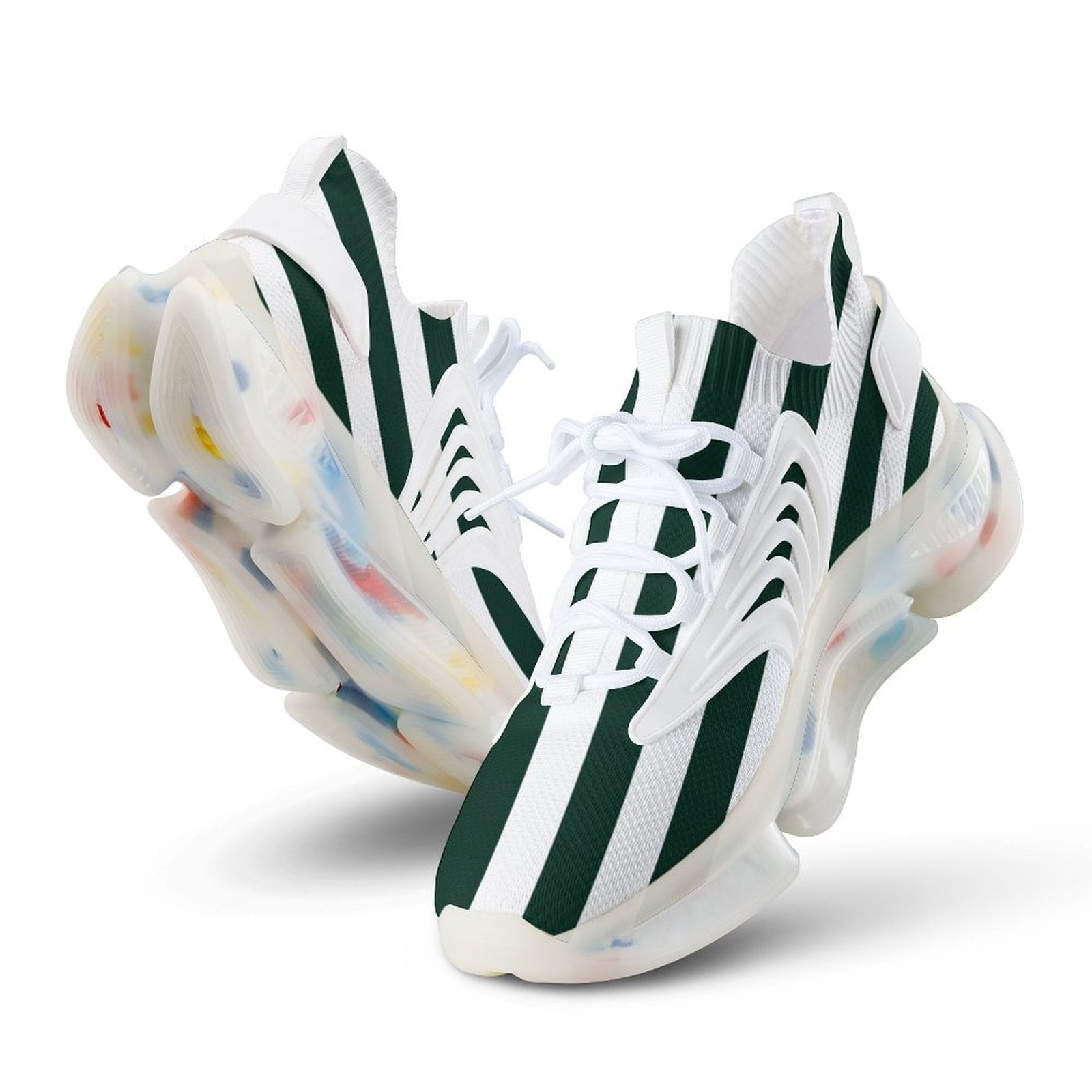 Aesthetic Grey Green And White Vertical Walking Shoes for Men Woman ...