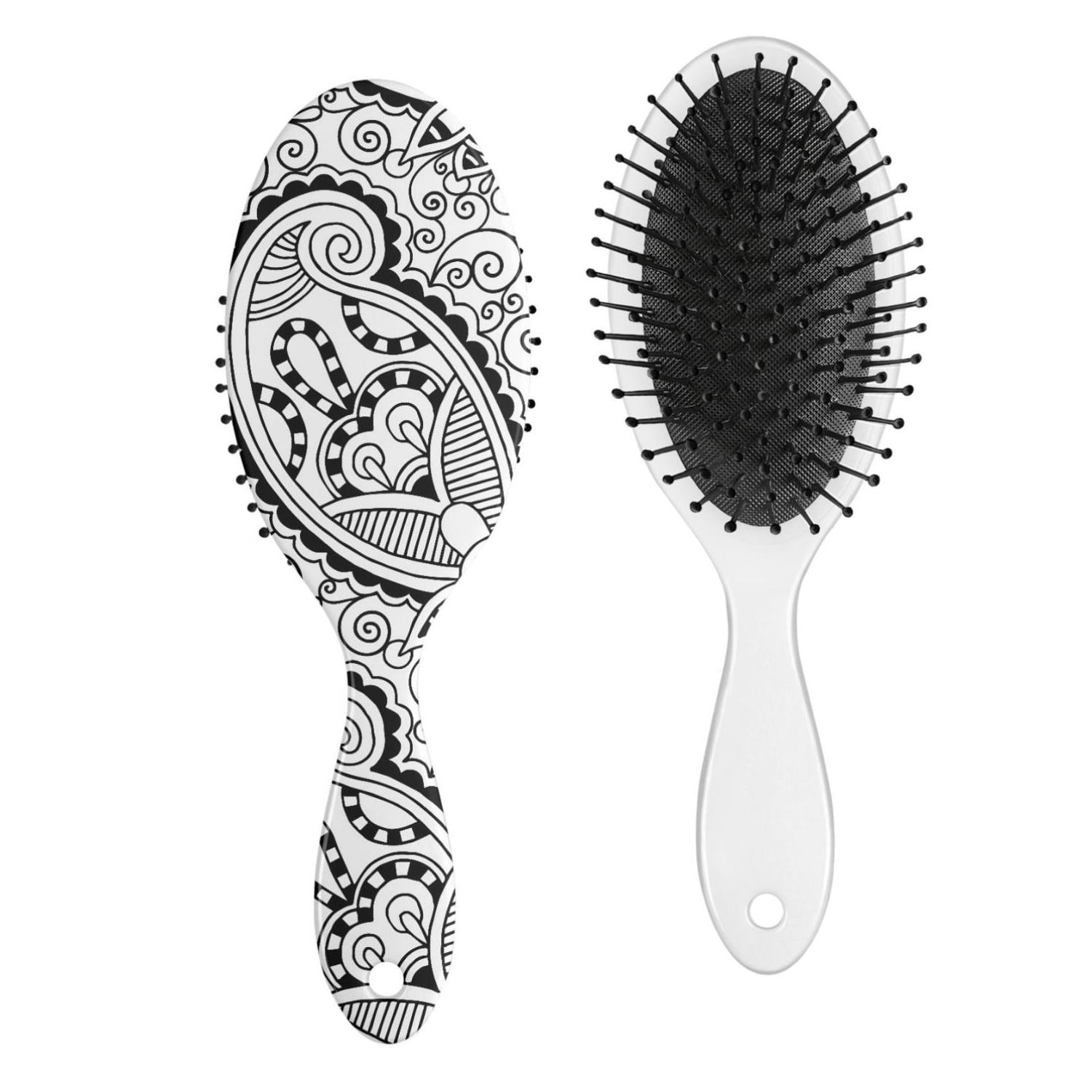 Aesthetic Hair Brush with Tribal Retro Style, Rustic Folk Paddle Comb ...