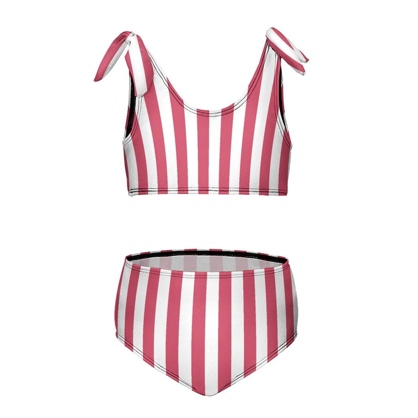 Aesthetic Heather Violet And White Vertical Girl's 2 Piece Bikini Set ...