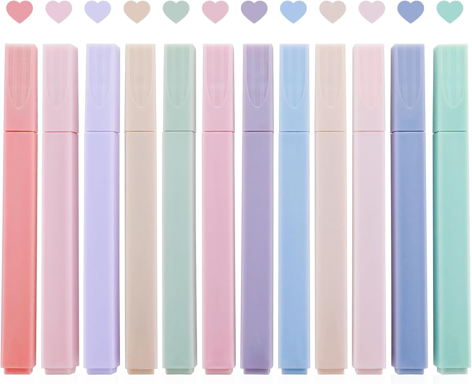 Aesthetic Highlighters, 12PCs Chisel Tip Marker Pens, Cute Colorful ...