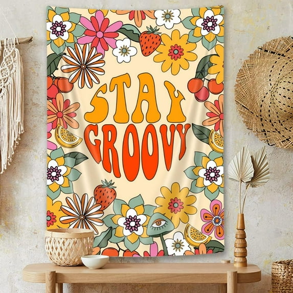Aesthetic Hippie Floral Small Tapestry Retro Vintage 70s Psychedelic ...