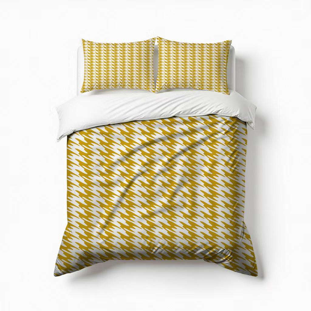 Aesthetic Honey Yellow And White Ripple Bedding Set 3 Pcs Soft ...