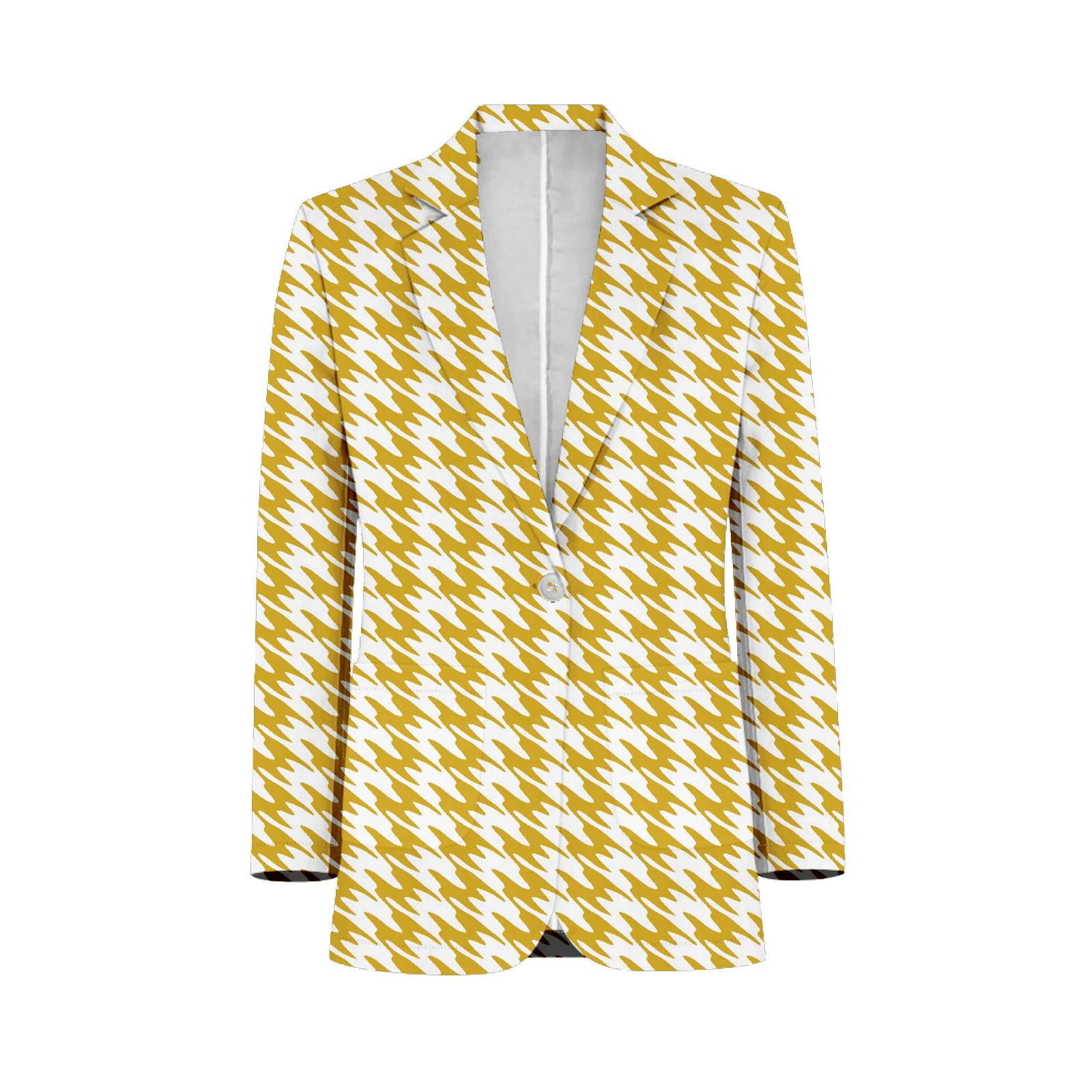 Aesthetic Honey Yellow And White Ripple Mens Suits Shawl Collar Slim ...
