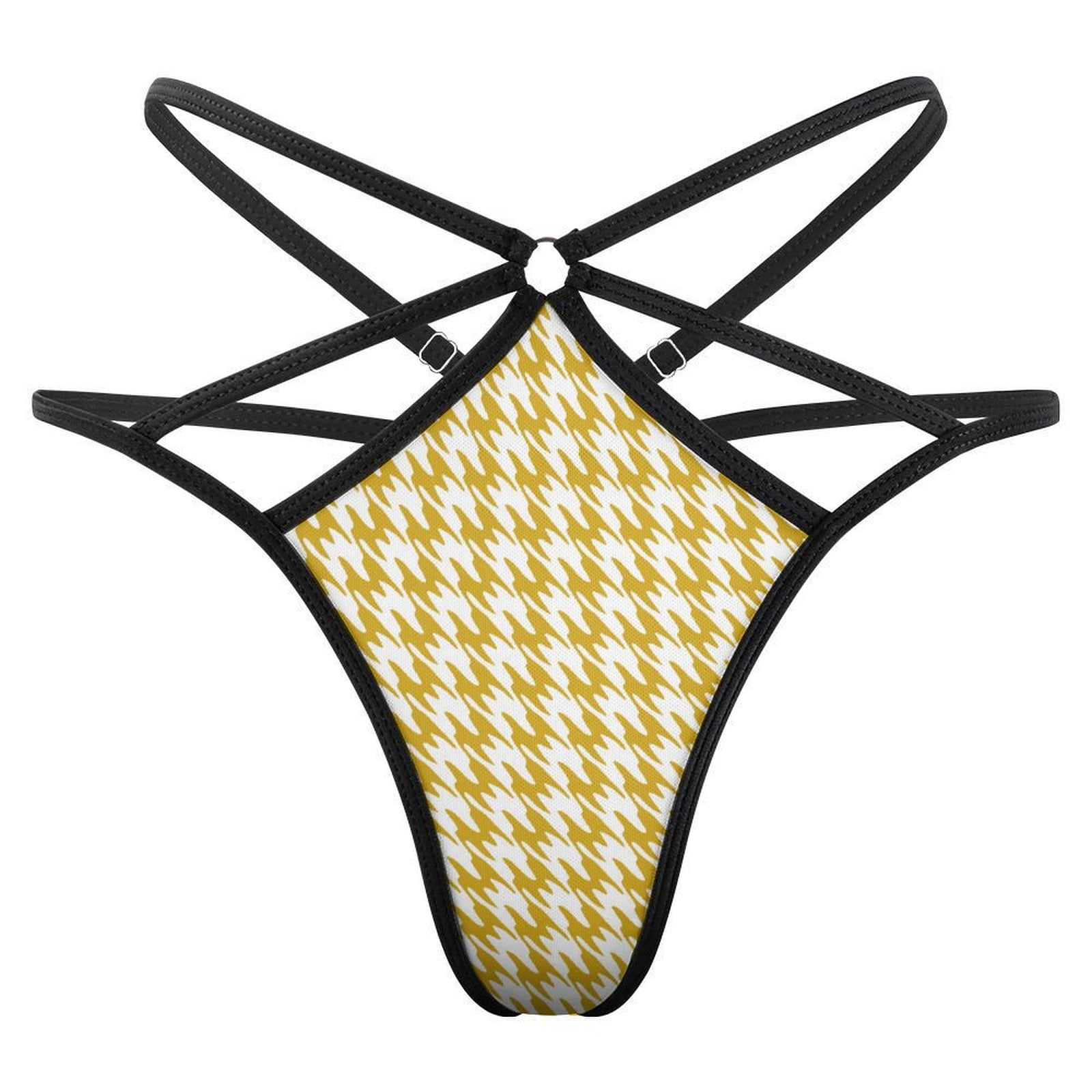 Aesthetic Honey Yellow And White Ripple Open Type Women's Panties ...