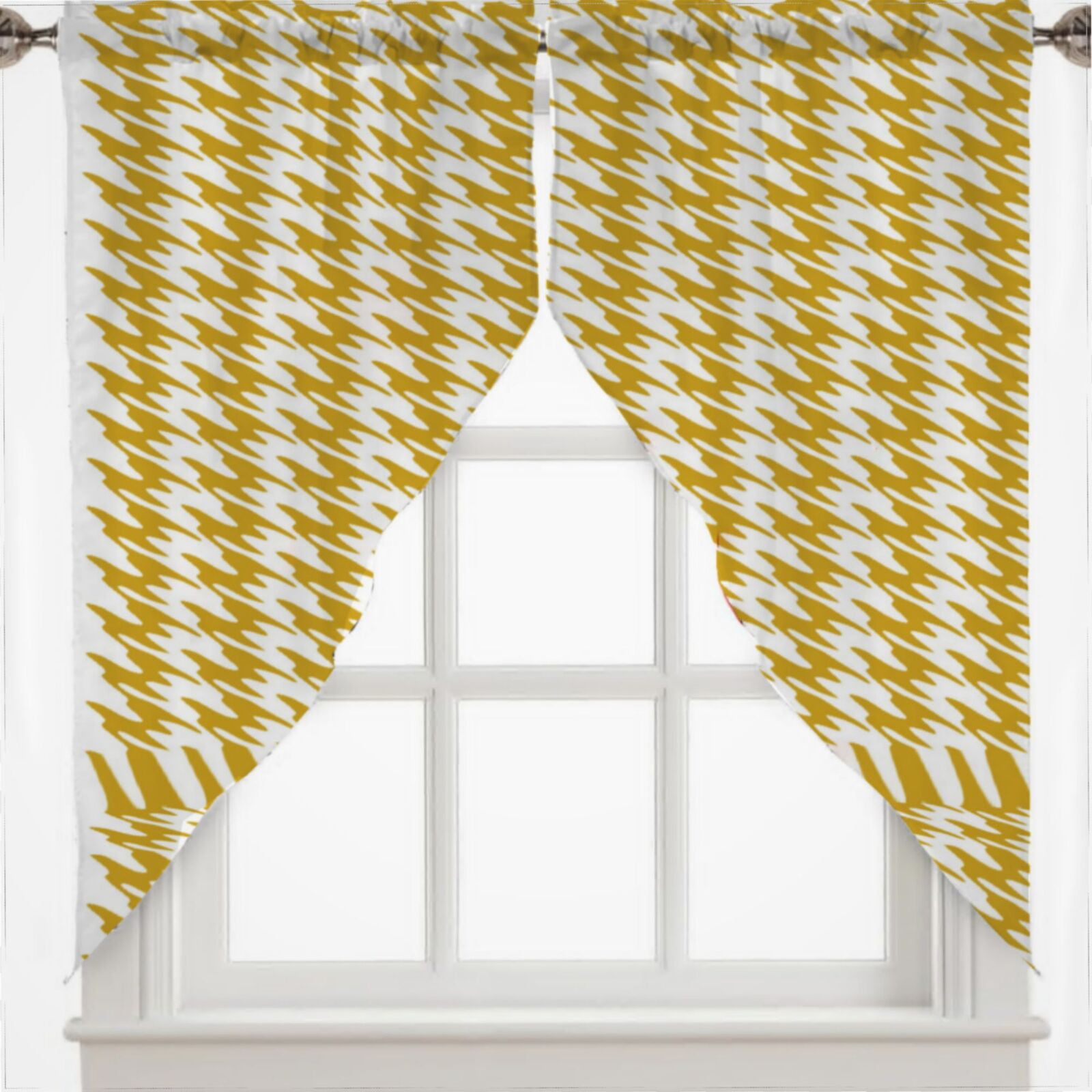 Aesthetic Honey Yellow And White Ripple Swag Valances For Windows 2 ...