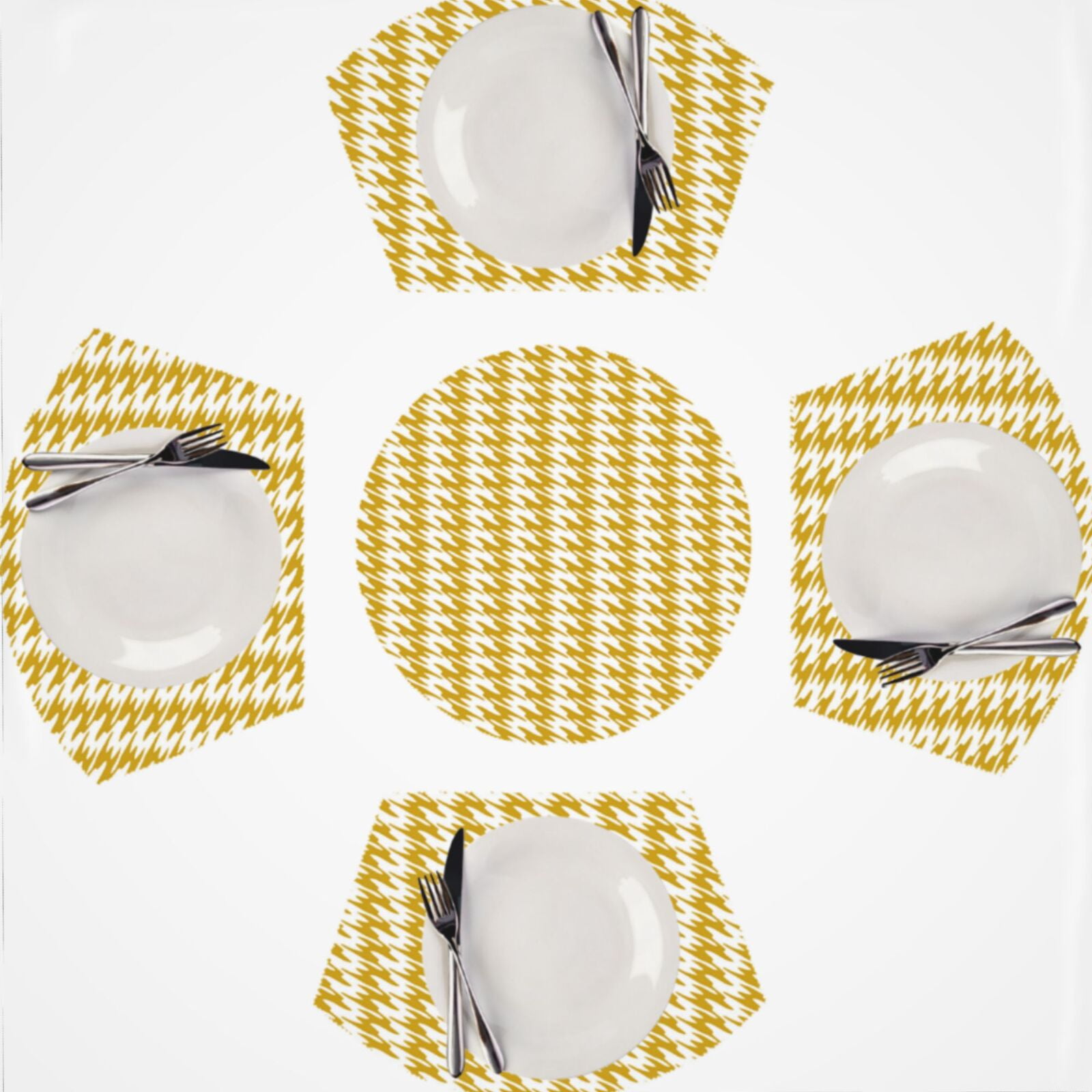 Aesthetic Honey Yellow And White Ripple Round Table Placemats Set Of 5 ...