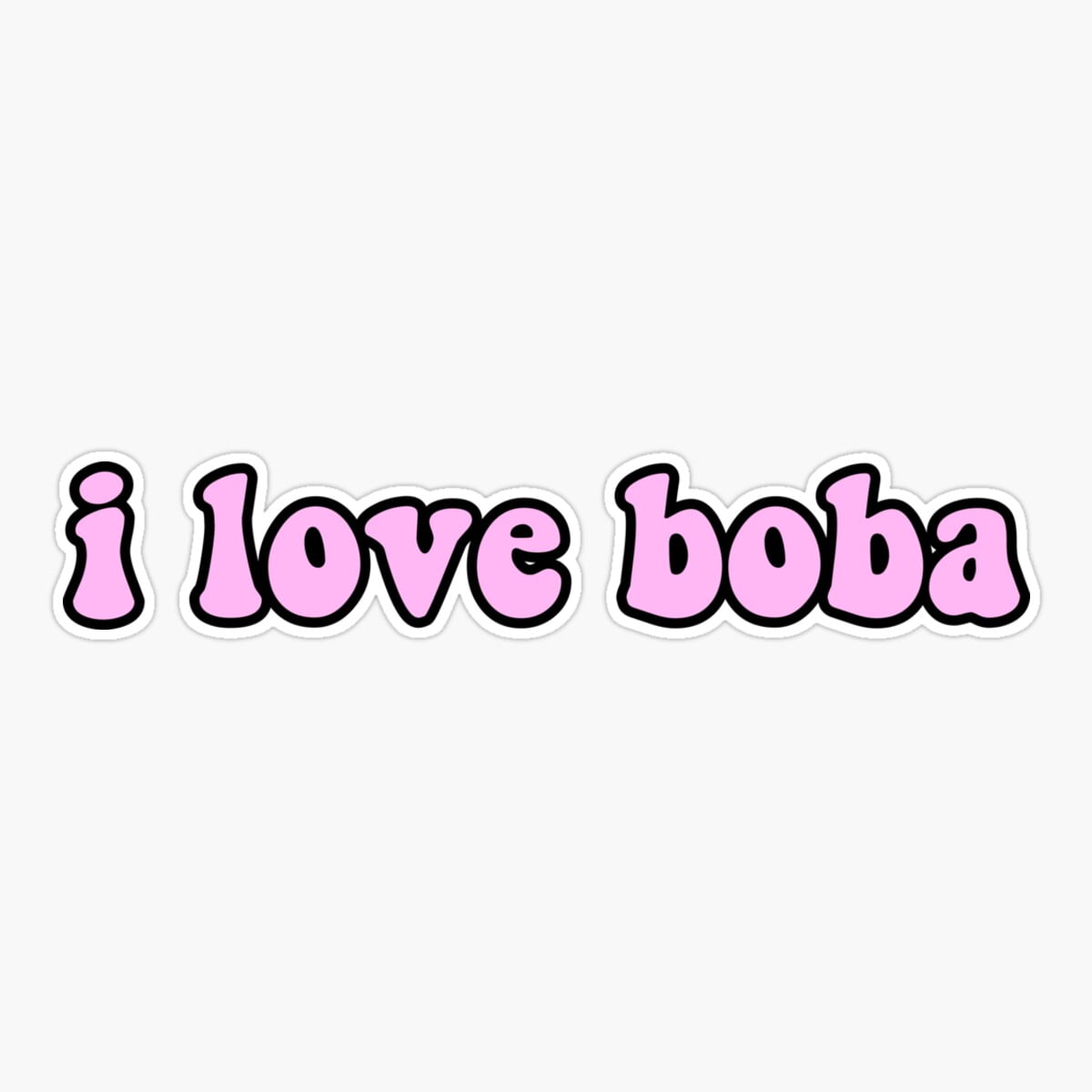 Aesthetic I Love Boba With Black Outline (Pink) Er, Phone Decal Water ...
