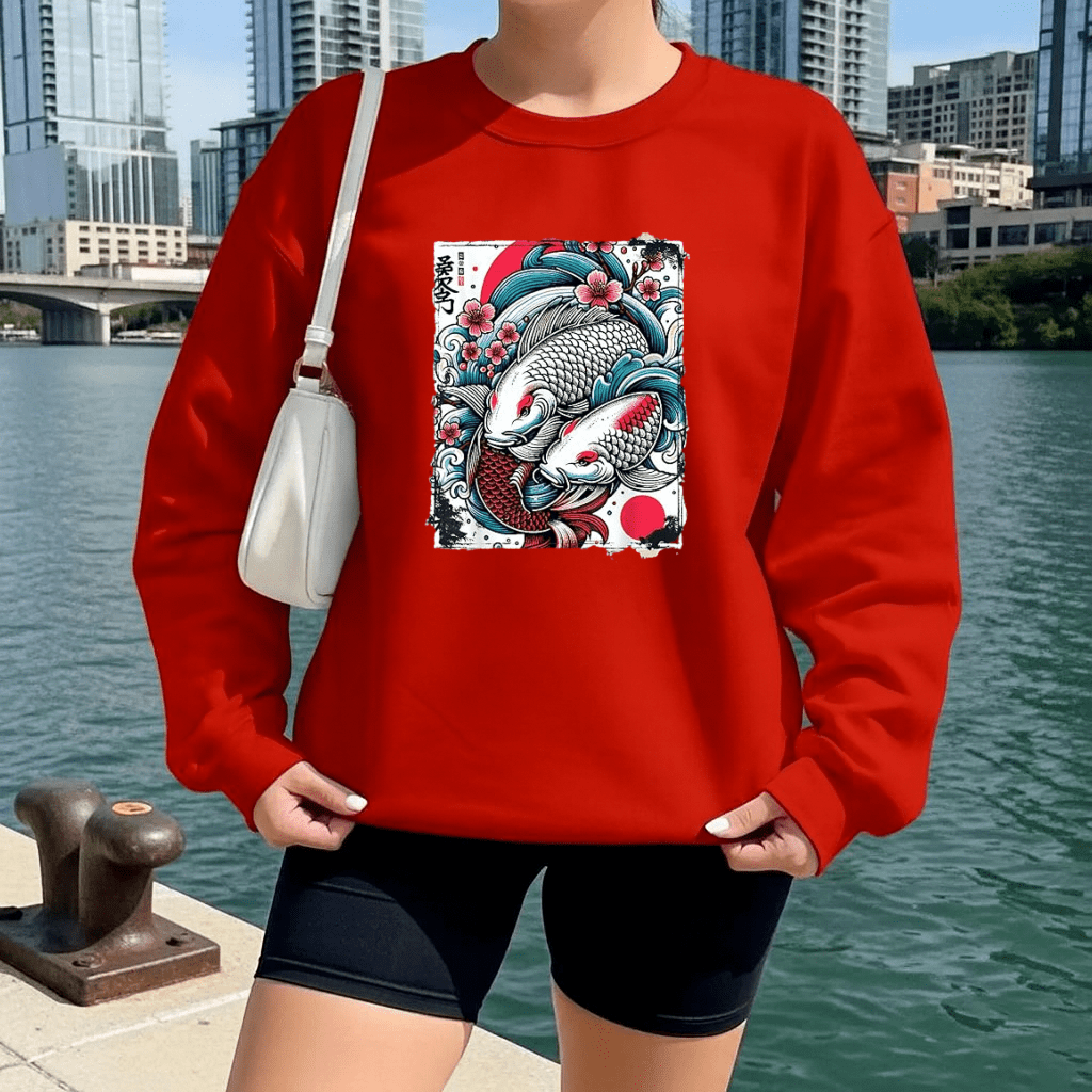 Aesthetic Japanese Koi Fish And Cherry Blossom Art Sweatshirt, for Men ...