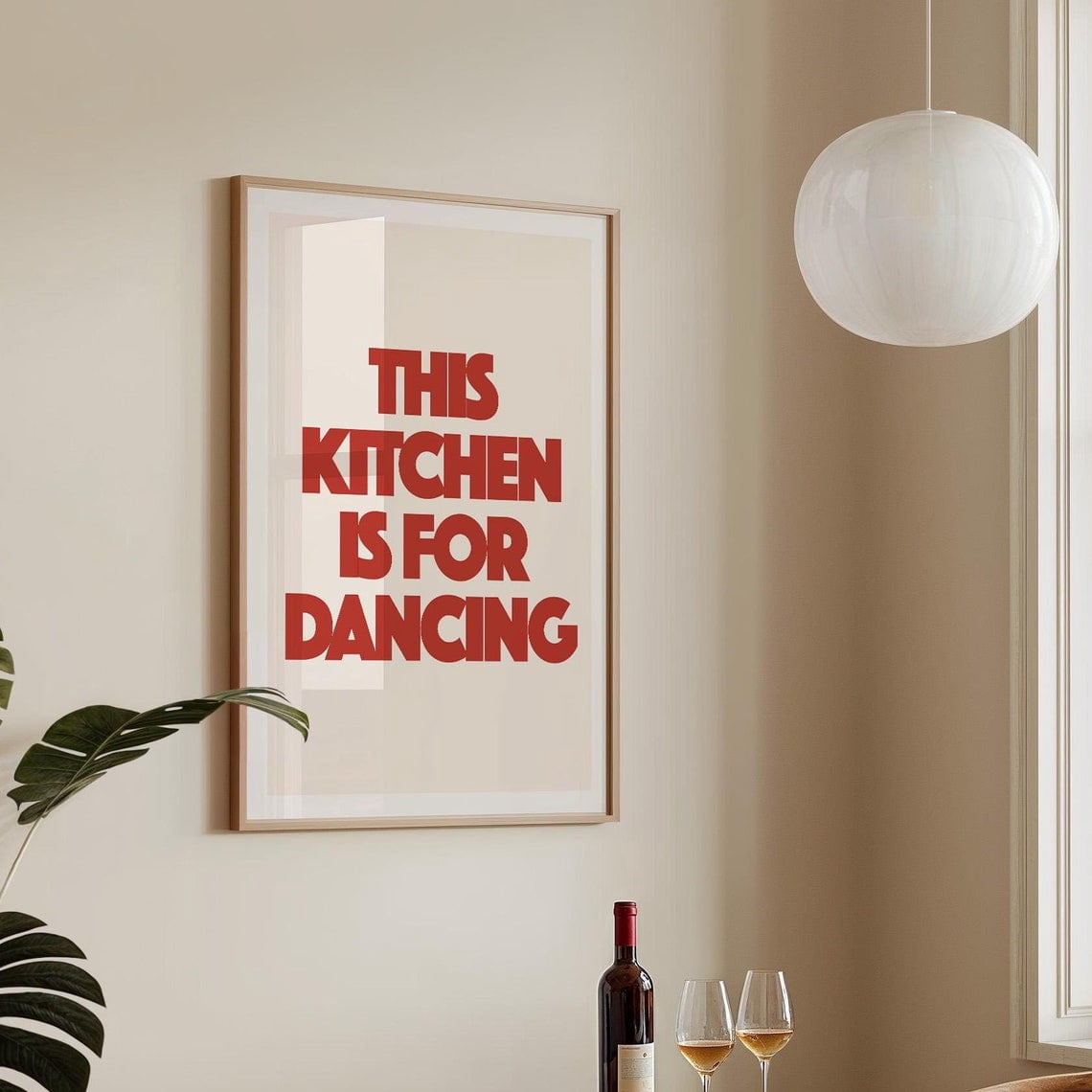 Aesthetic Kitchen Art Print, Cute Dance Poster, Red Kitchen Wall Art ...