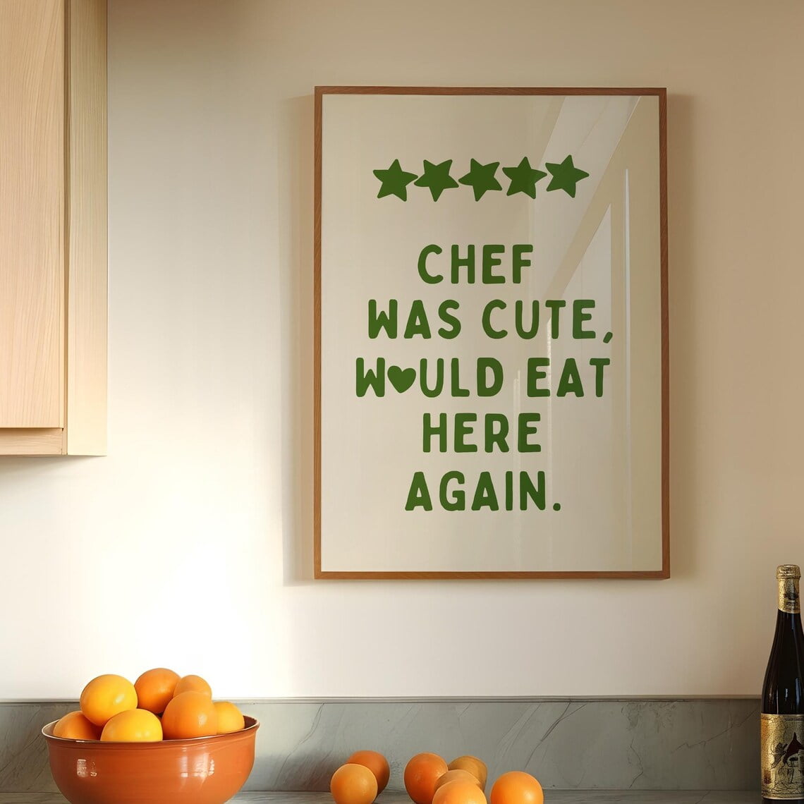Aesthetic Kitchen Decor, Chef Quote, Green Kitchen Art, Cozy Kitchen ...