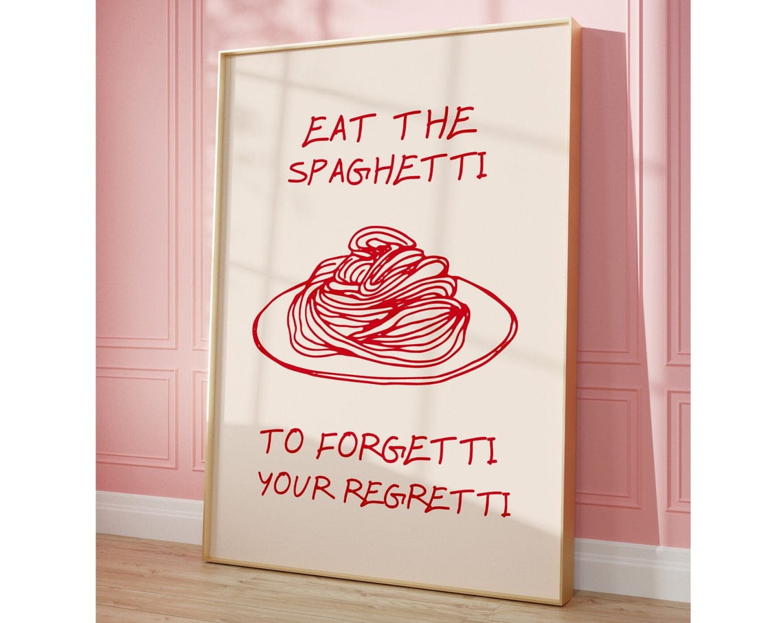Aesthetic Kitchen Decor Funny Spaghetti Print Cute Kitchen Wall Art ...