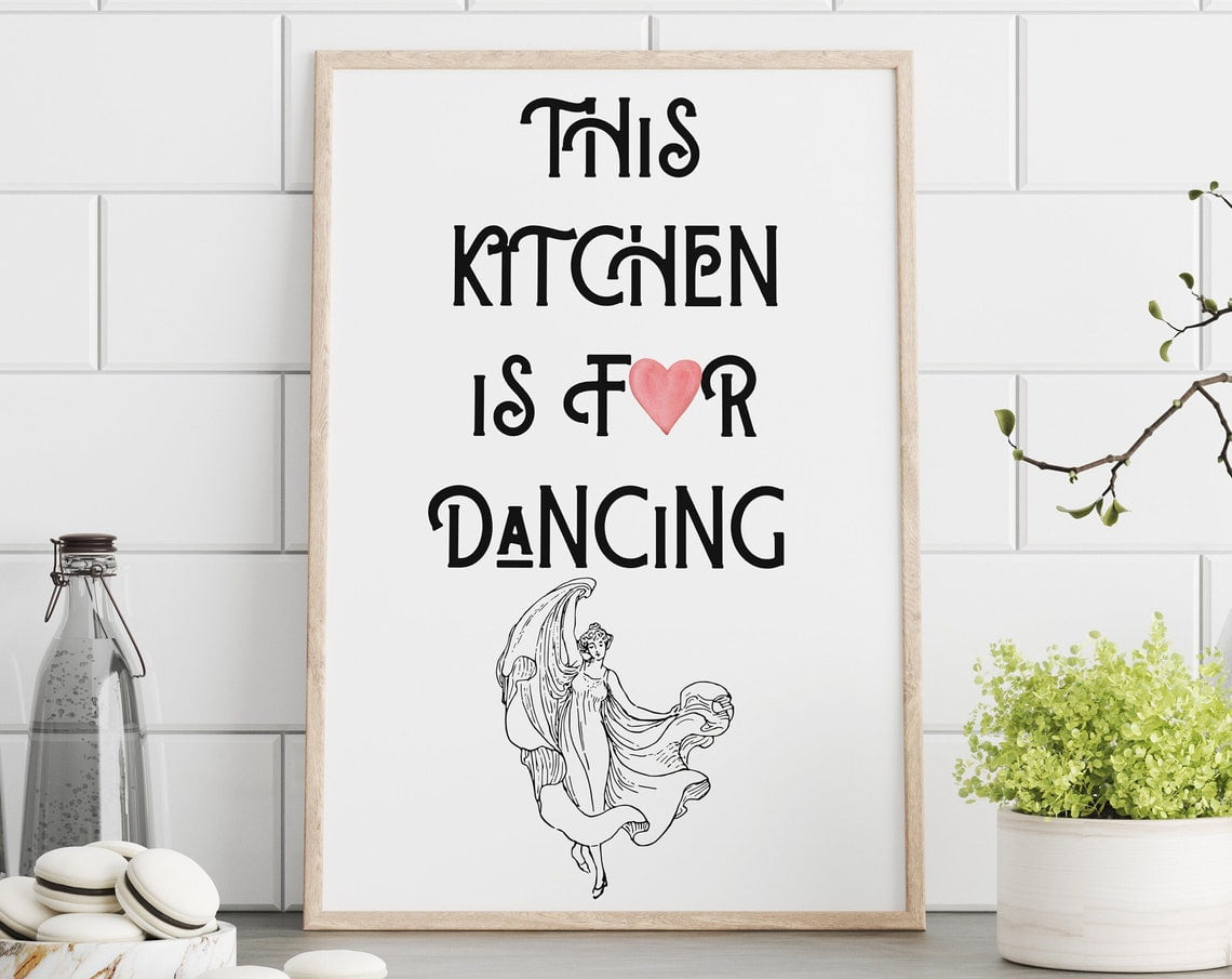 Aesthetic Kitchen Wall Decor, Cute Kitchen Art, This Kitchen Is For ...