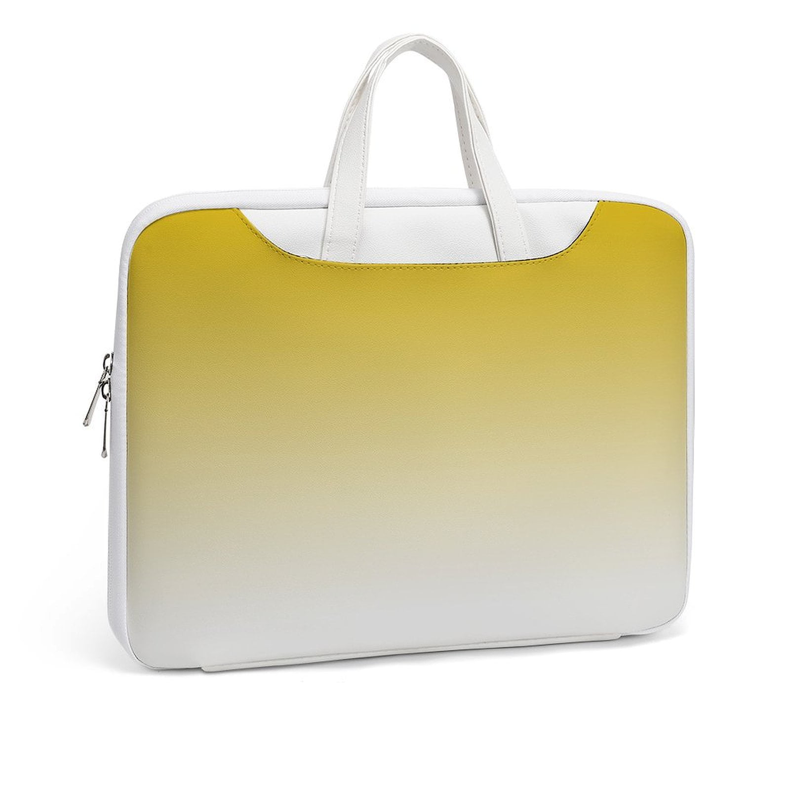 Aesthetic Lemon Yellow And White Gradient PU Leather Laptop Bag Women ...