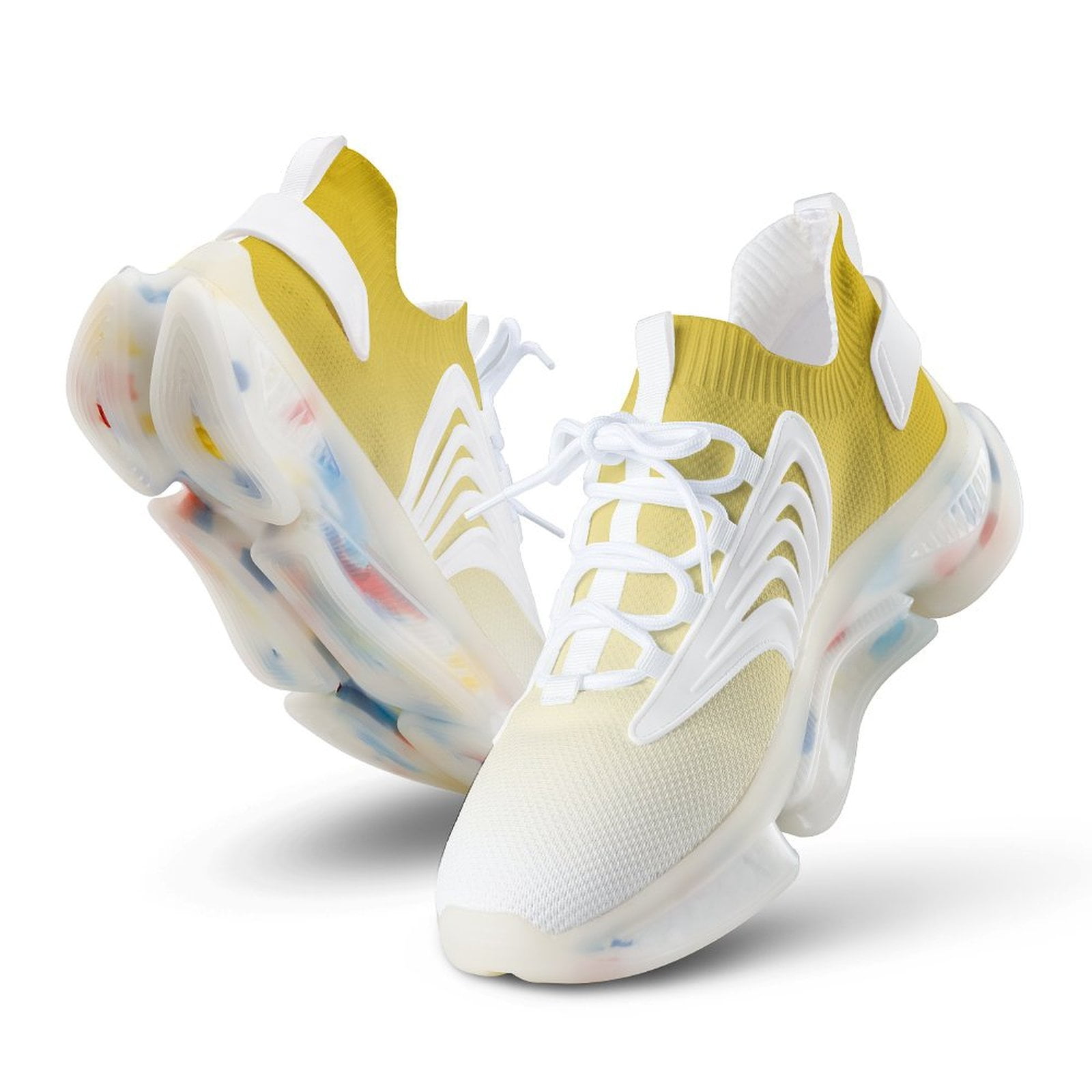 Aesthetic Lemon Yellow And White Gradient Walking Shoes for Men Woman ...