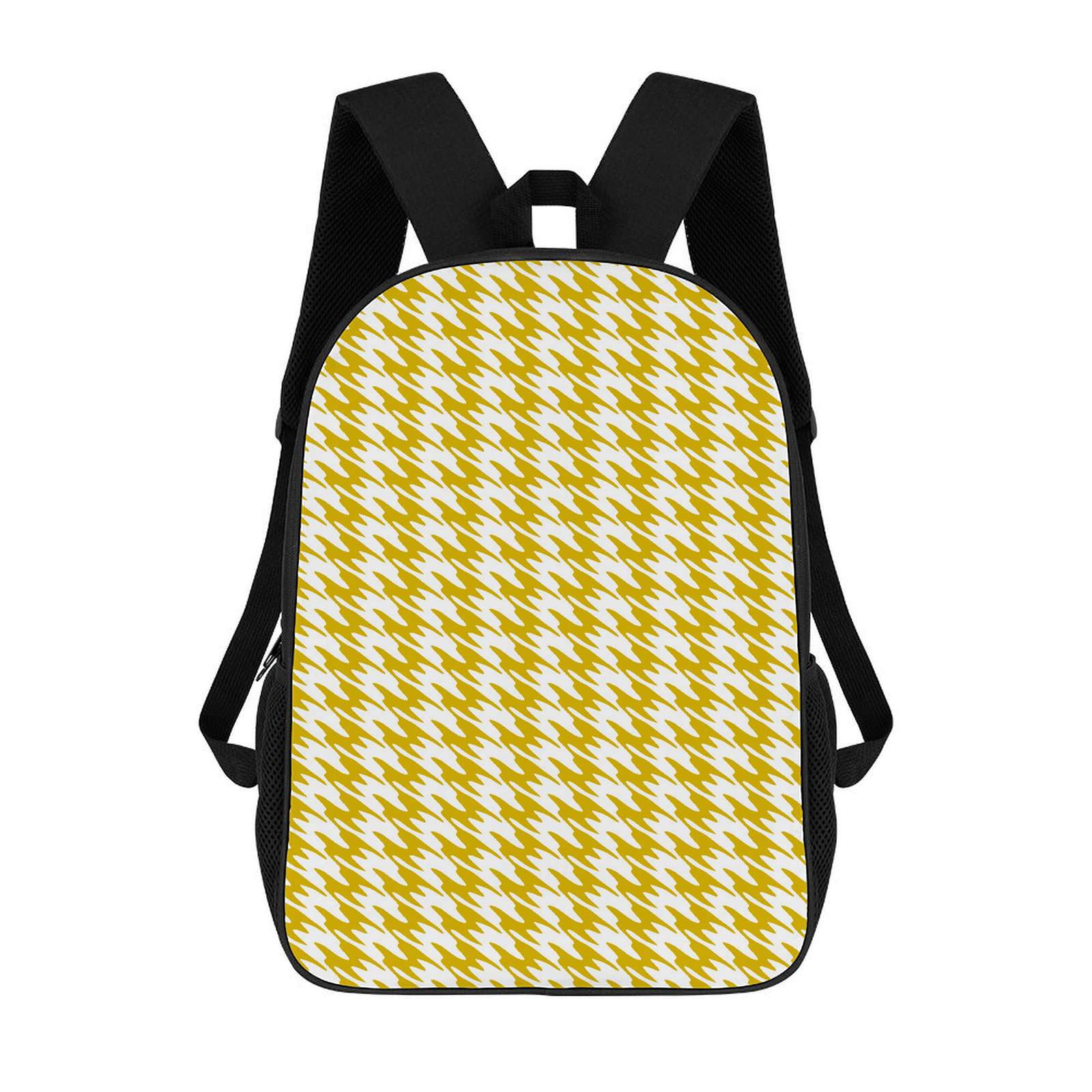 Aesthetic Lemon Yellow And White Ripple Large Capacity Backpacks For ...