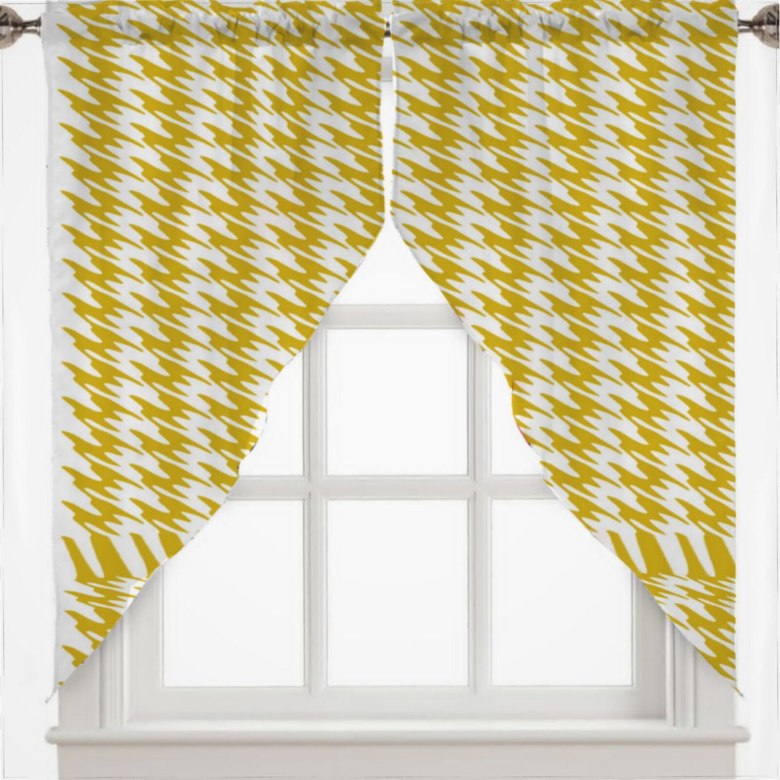 Aesthetic Lemon Yellow And White Ripple Swag Valances For Windows 2 ...