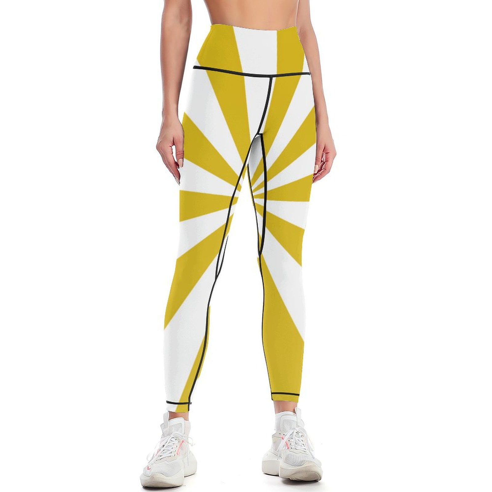 Aesthetic Lemon Yellow And White Sunburst Leggings Pants Sport Active ...