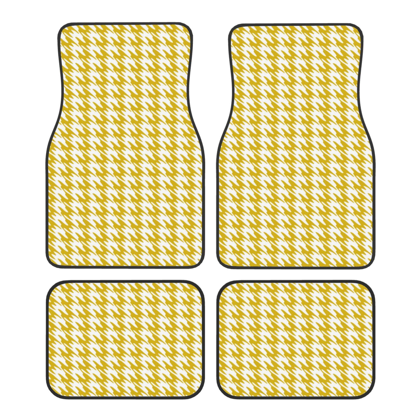 Aesthetic Lemon Yellow and White Ripple Floor Car Mat Universal Fit Car ...
