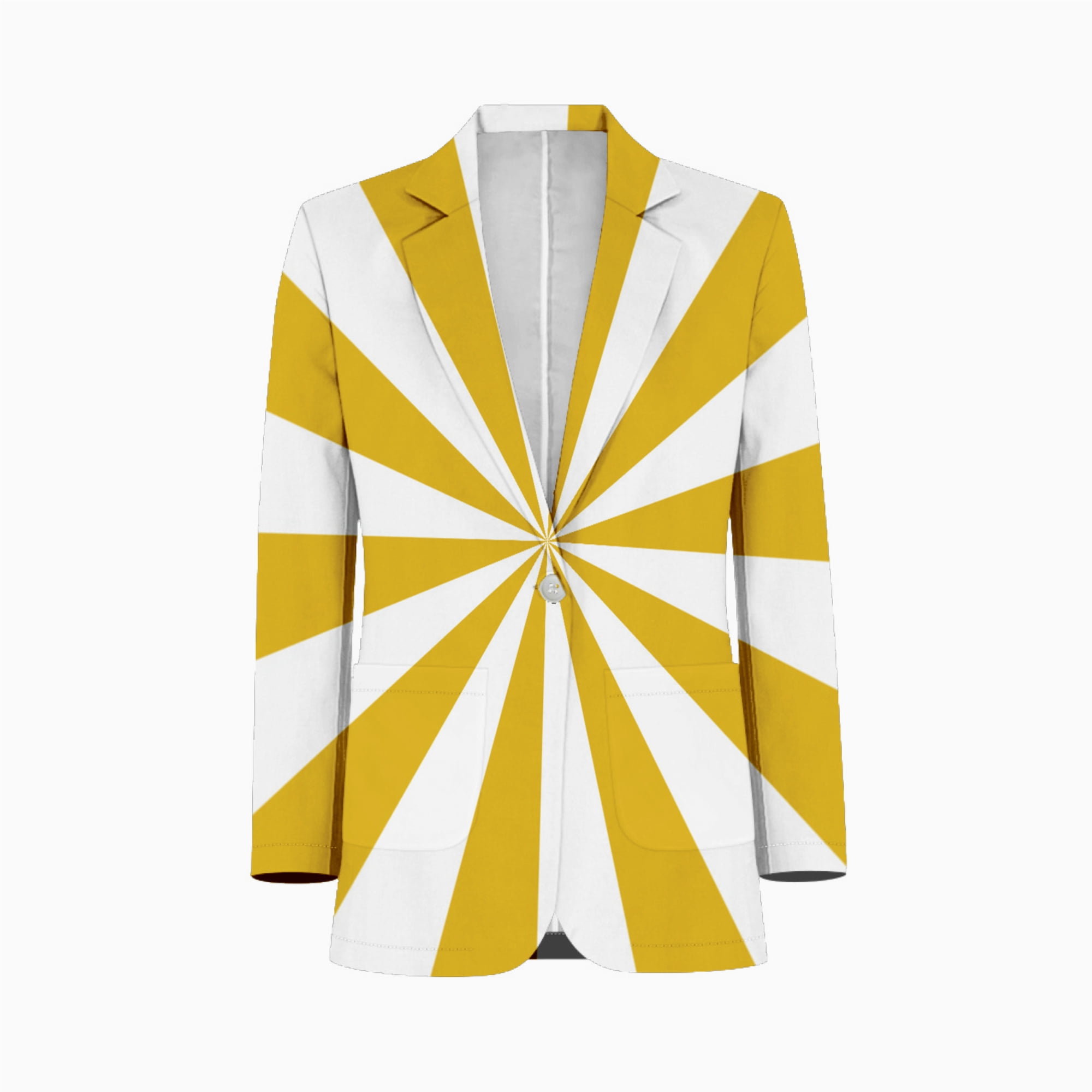 Aesthetic Lemon Yellow and White Sunburst Mens Suits Shawl Collar Slim ...