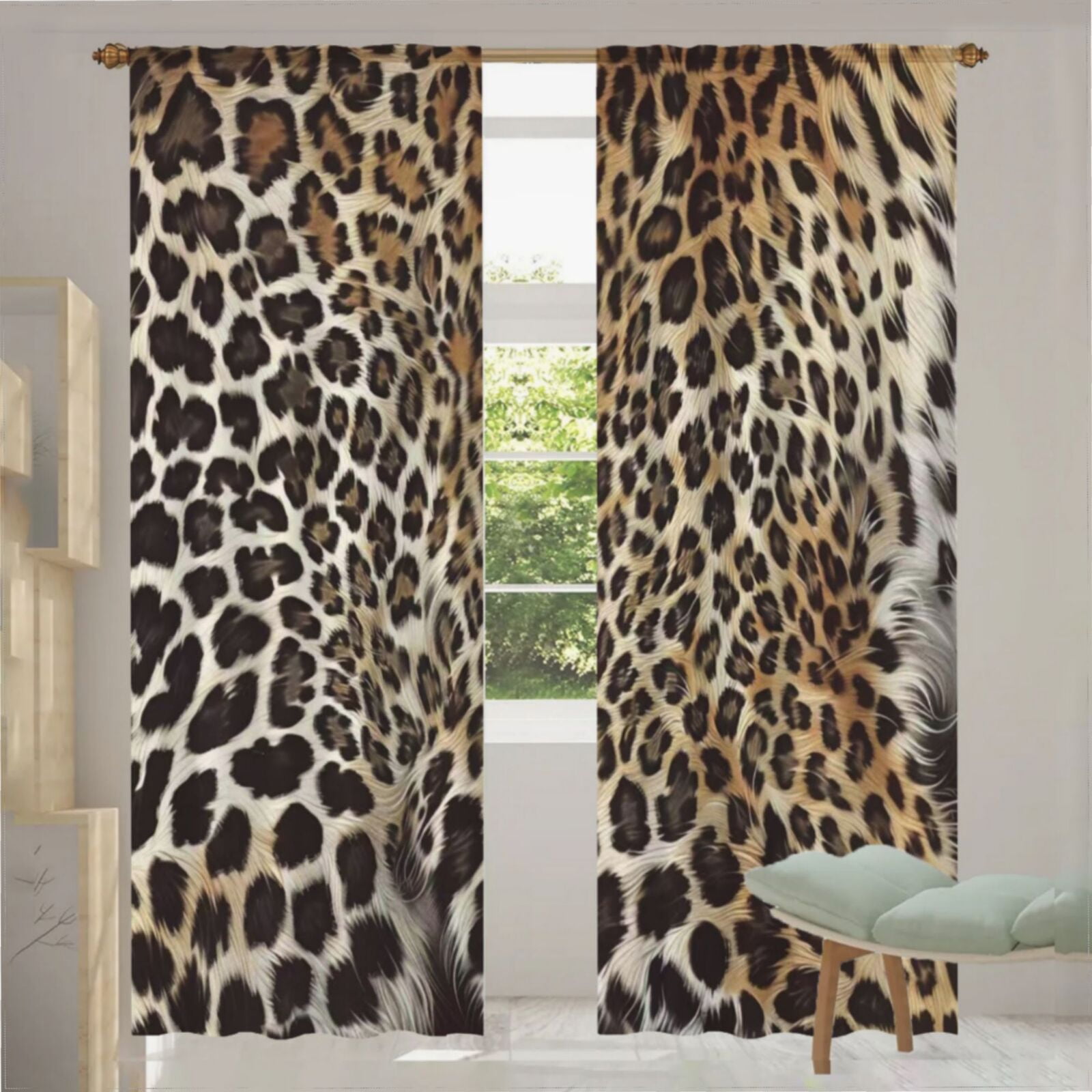 Aesthetic Leopard Curtains for Living Room Bedroom Decor Transparent ...