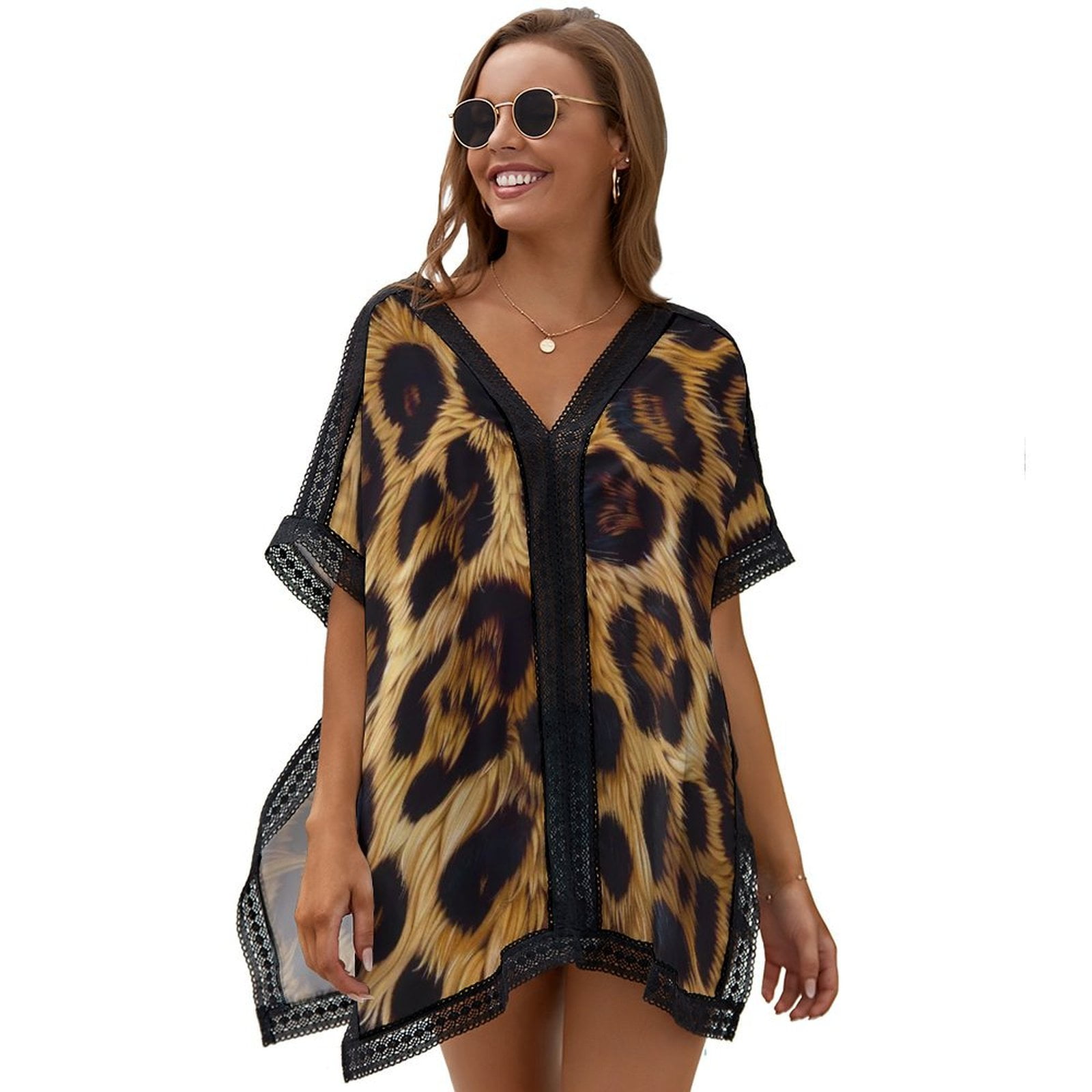 Aesthetic Leopard Print Beach Cover Ups for Women Bathing Suit Cover Up ...