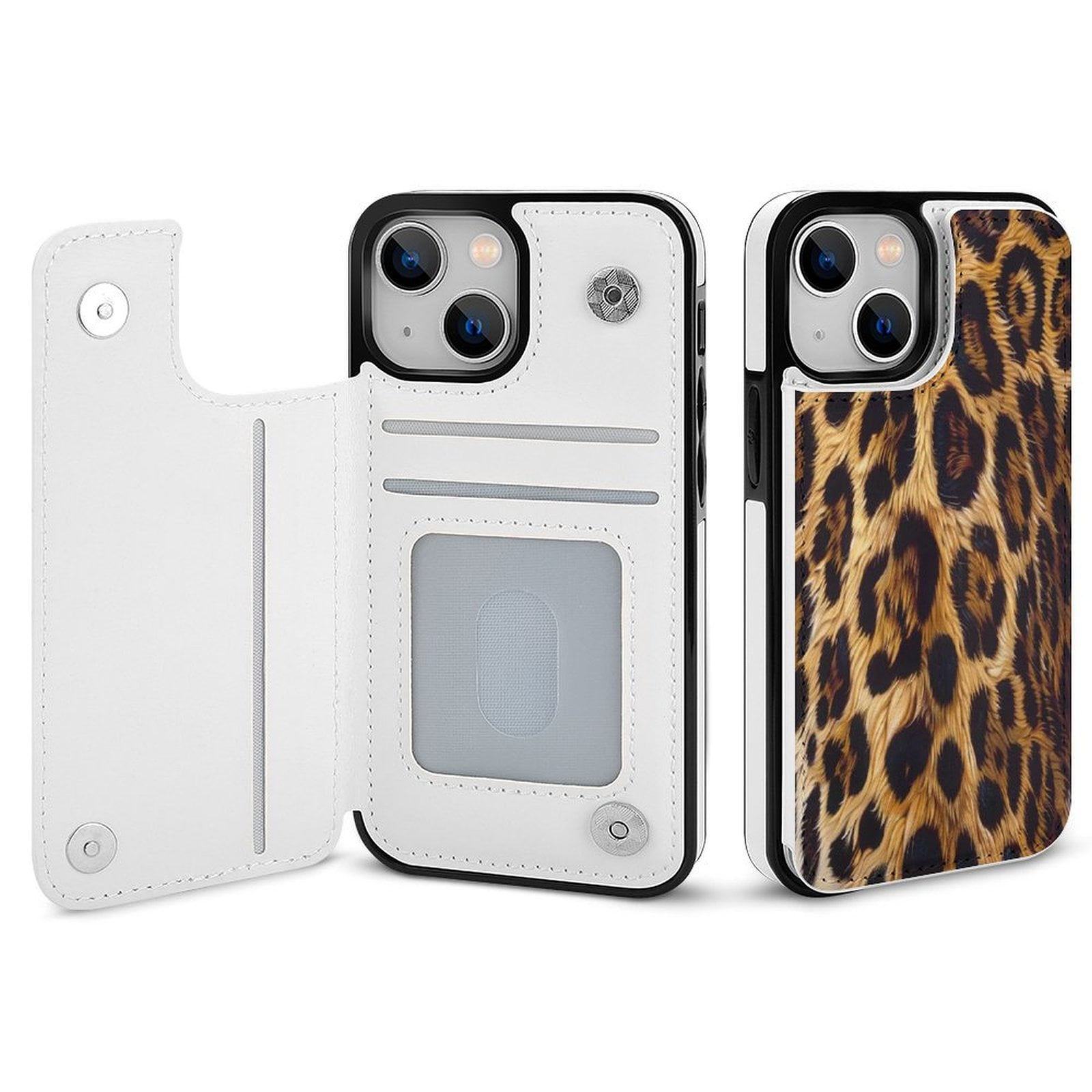 Aesthetic Leopard Print Leather Wallet Case for iPhone 16 15 14 13 12 11 Pro Max Wallet Case ...