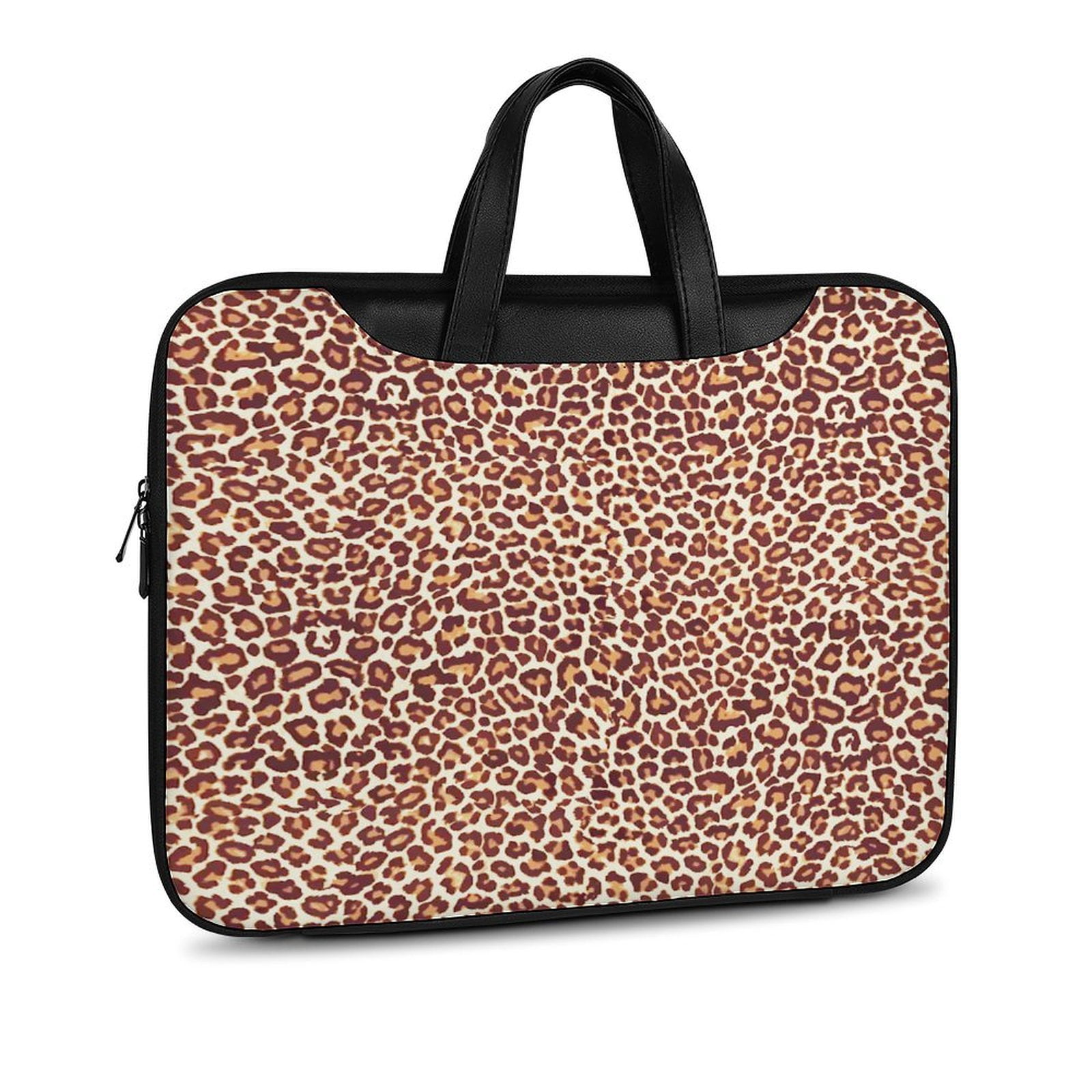 Aesthetic Leopard Print PU Leather Laptop Bag Women Man Office Notebook ...