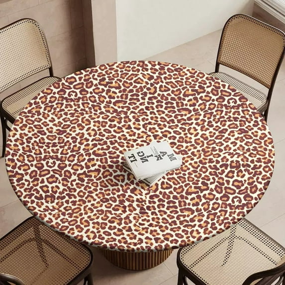 Aesthetic Leopard Print Round Table Cover Kitchen Printed Waterproof ...