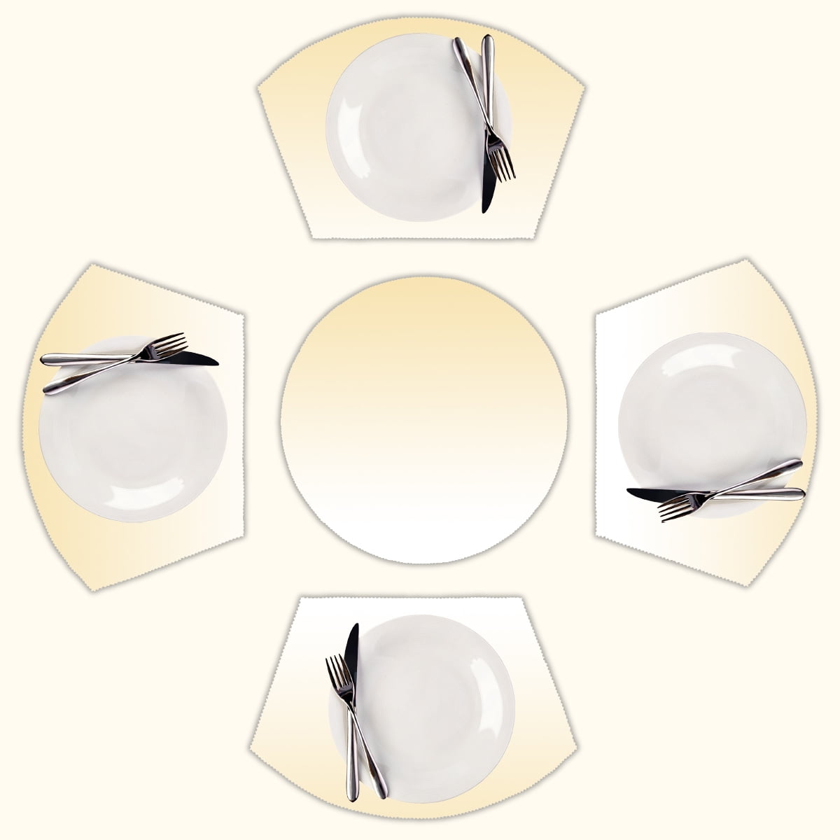 Aesthetic Light Ivory and White Gradient Round Table Placemats Set Of 5 ...