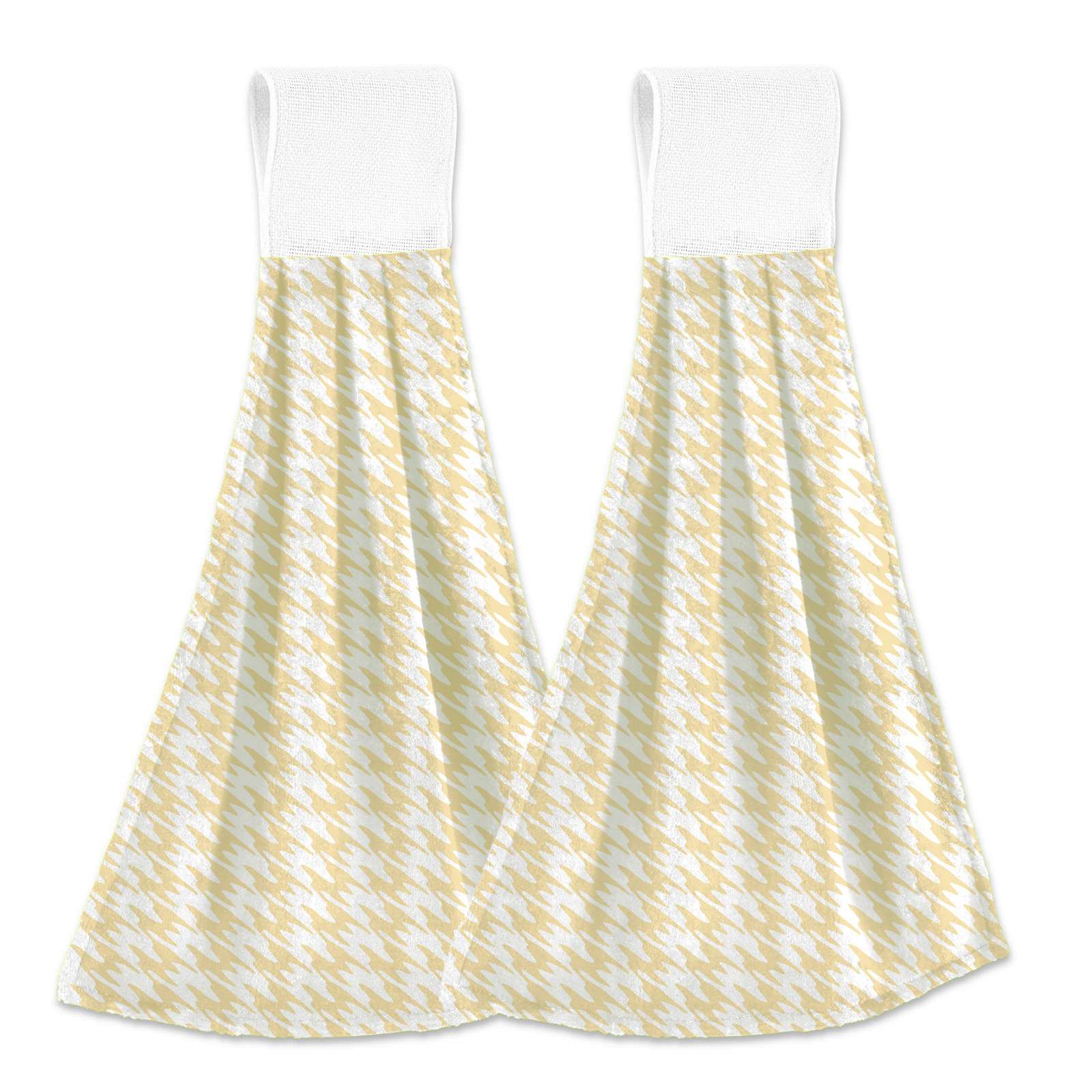 Aesthetic Light Ivory and White Ripple Hanging Kitchen Hand Towels Sets ...