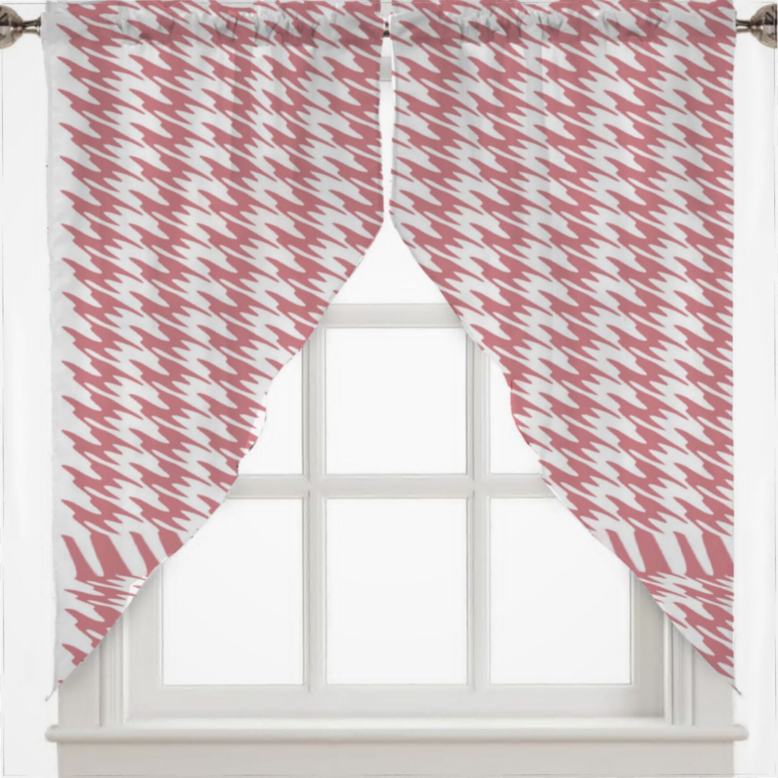 Aesthetic Light Pink And White Ripple Swag Valances For Windows 2 Pack ...
