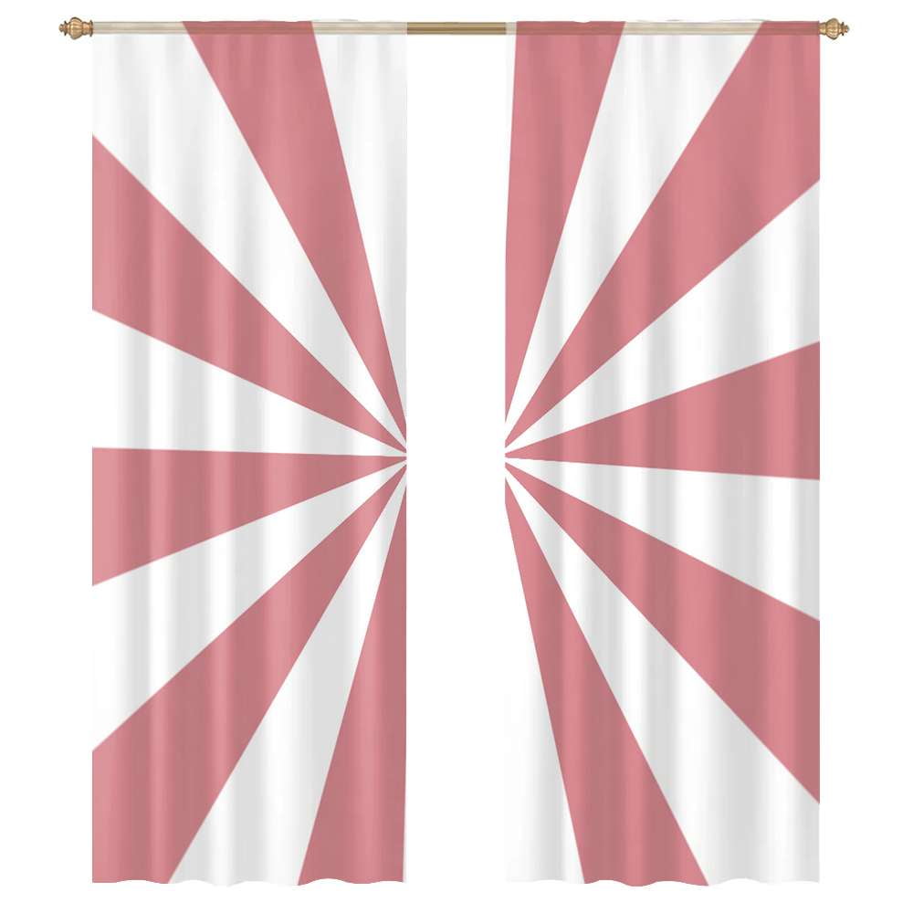 Aesthetic Light Pink And White Sunburst Tulle Curtains For Living Room ...