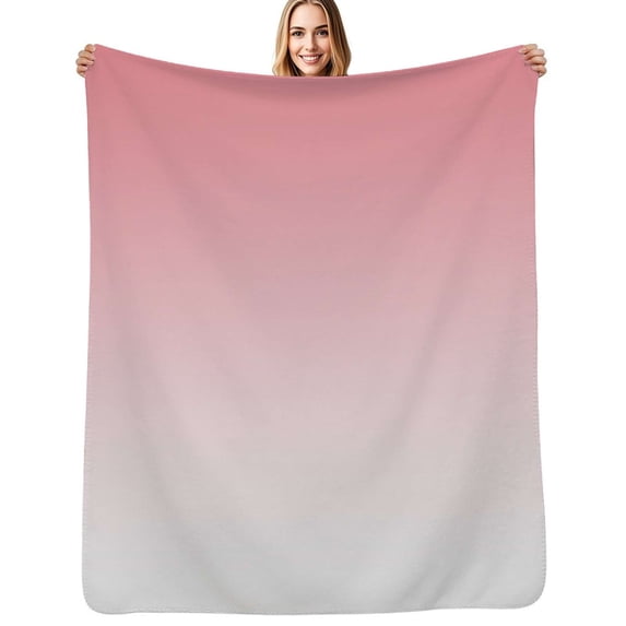 Aesthetic Light Pink and White Gradient Flannel Blankets Soft Throw ...