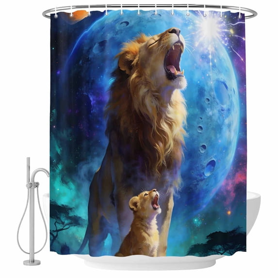 Aesthetic Lions Shower Curtain Set - Extra Long 72" x 96" Washable ...