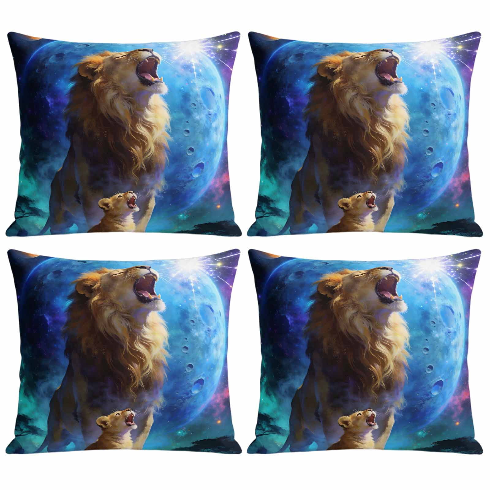 Aesthetic Lions Throw Pillow Covers 20 x 20 Inch Pillow Covers Set of 4 ...