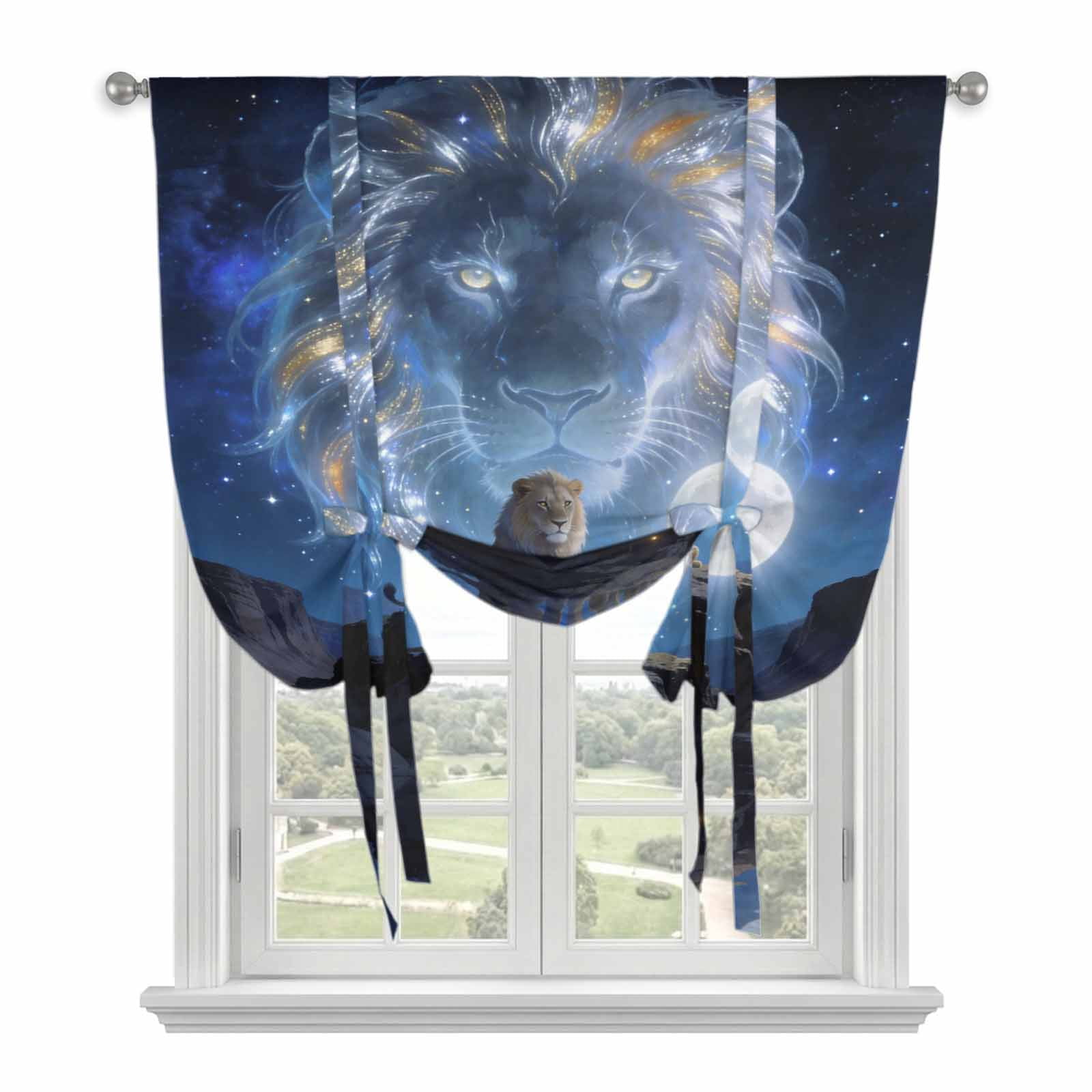Aesthetic Lions Tie Up Curtains for Window, Thermal Insulated Balloon ...