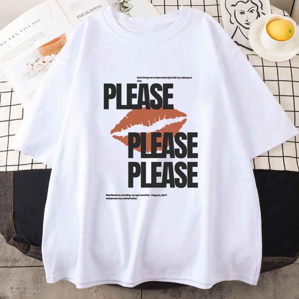 Aesthetic Lip Print Graphic Tee, Soft Cotton Summer Shirt, Unisex ...