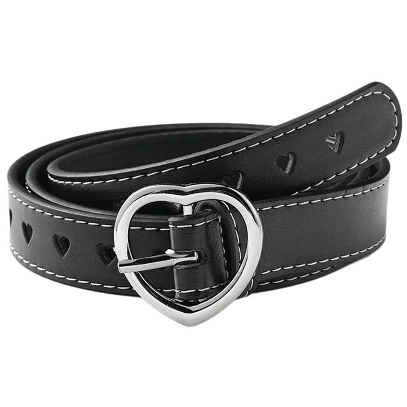 Aesthetic Love Pin Buckle Belt Hollowed Out Belt for Women Elegant PU ...